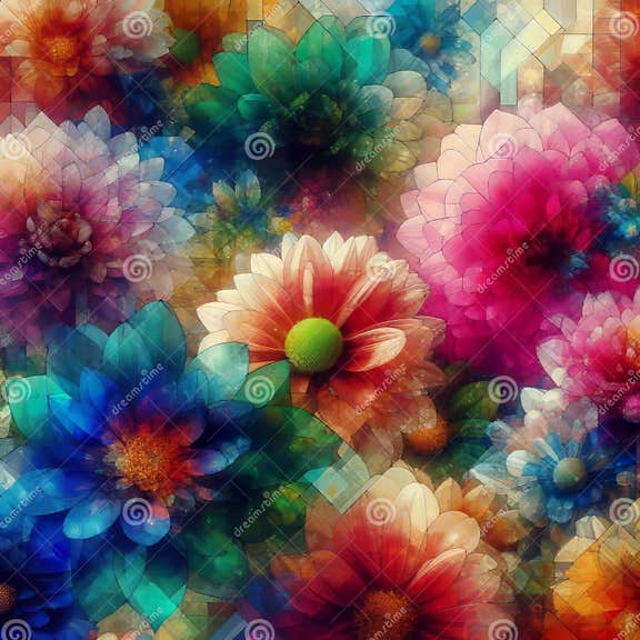 Overlapping Images of Different Flowers Blended Using Multiple E Stock ...