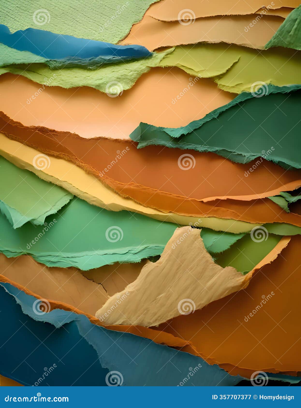 Overlapping Layers of Torn Paper in Various Colors Create a Textured ...