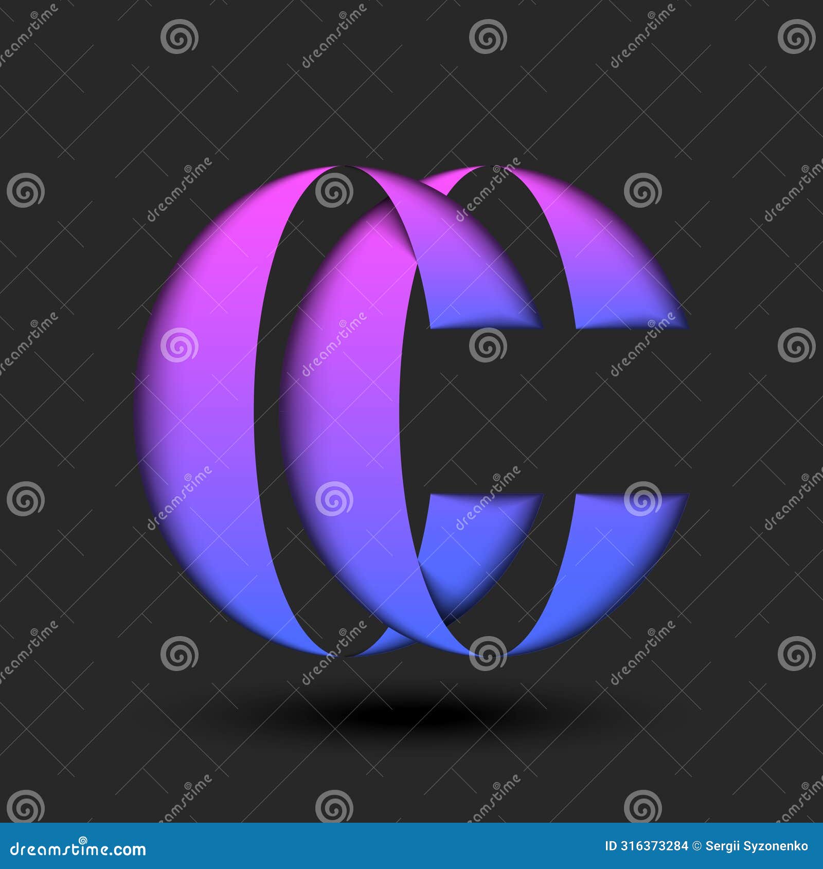 Overlapping Letters CC Initials 3d Logo, Calligraphy Monogram Two ...