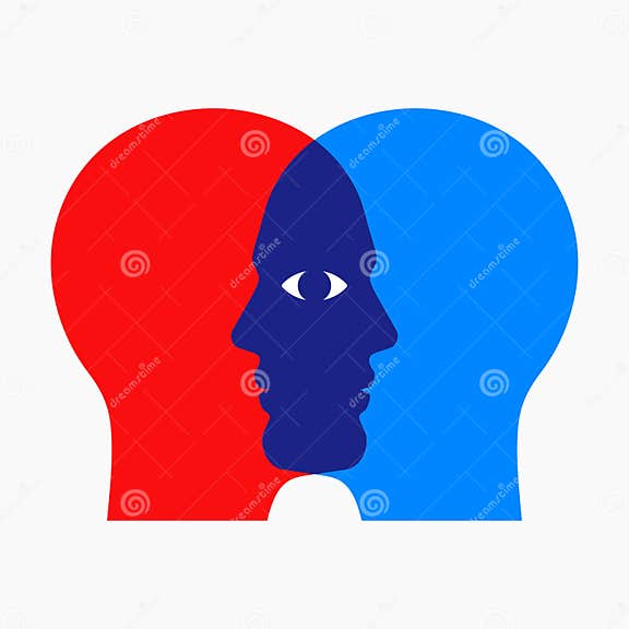 Overlapping Man Faces with One Shared Eye. Stock Vector - Illustration ...