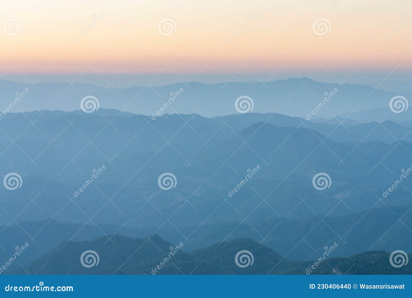 Overlapping Mountains Landscape at the Sunset Stock Photo - Image of ...