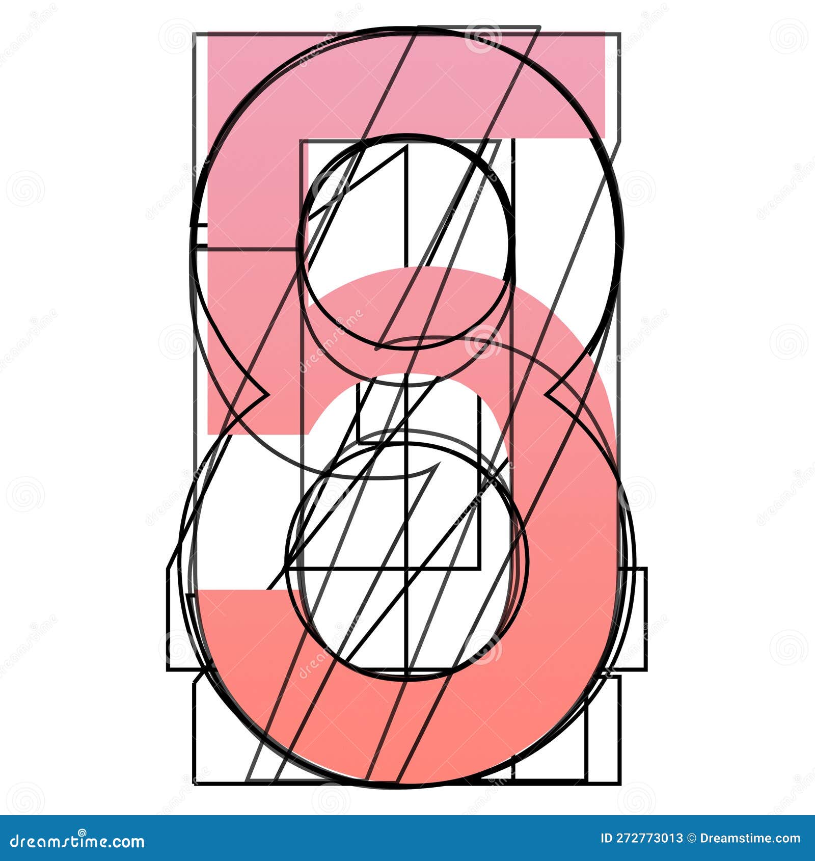 Illustration with Overlapping Number Shapes and Outlines Stock ...