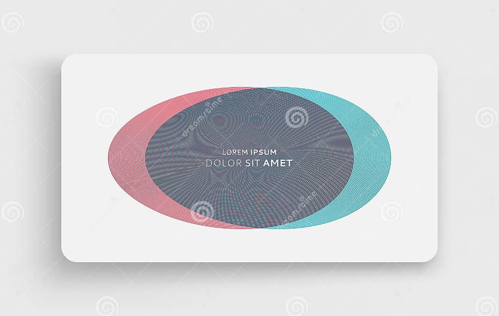 Overlapping Ovals in White Background. Abstract Striped Element with ...