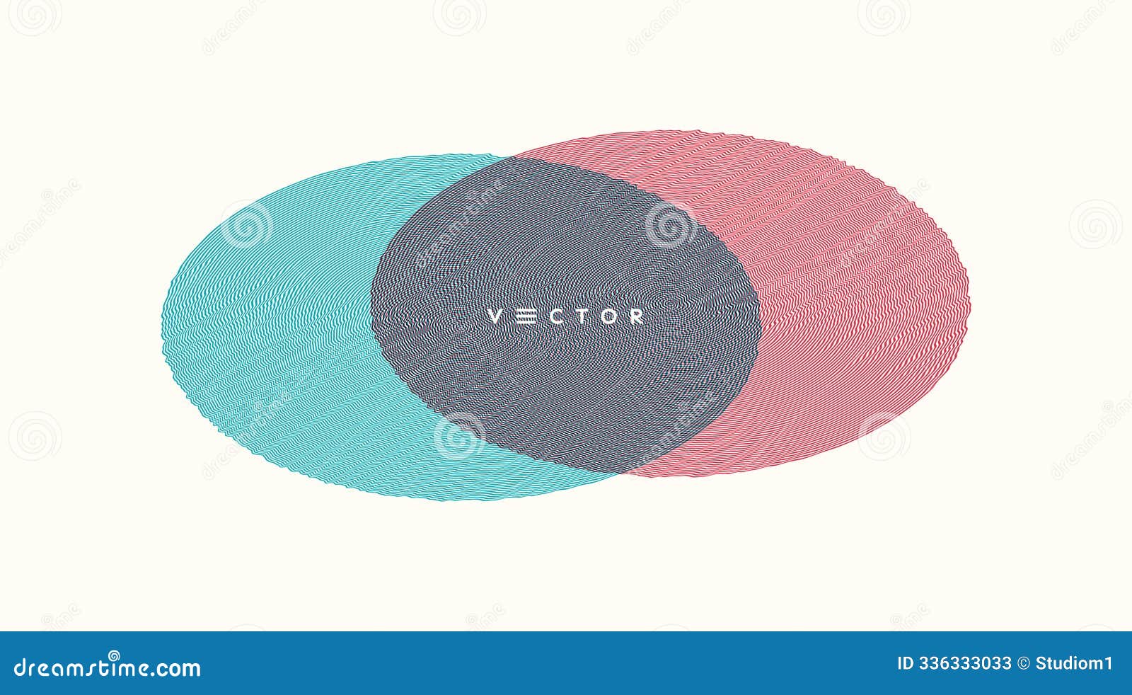 Overlapping Ovals in White Background. Abstract Striped Element with ...