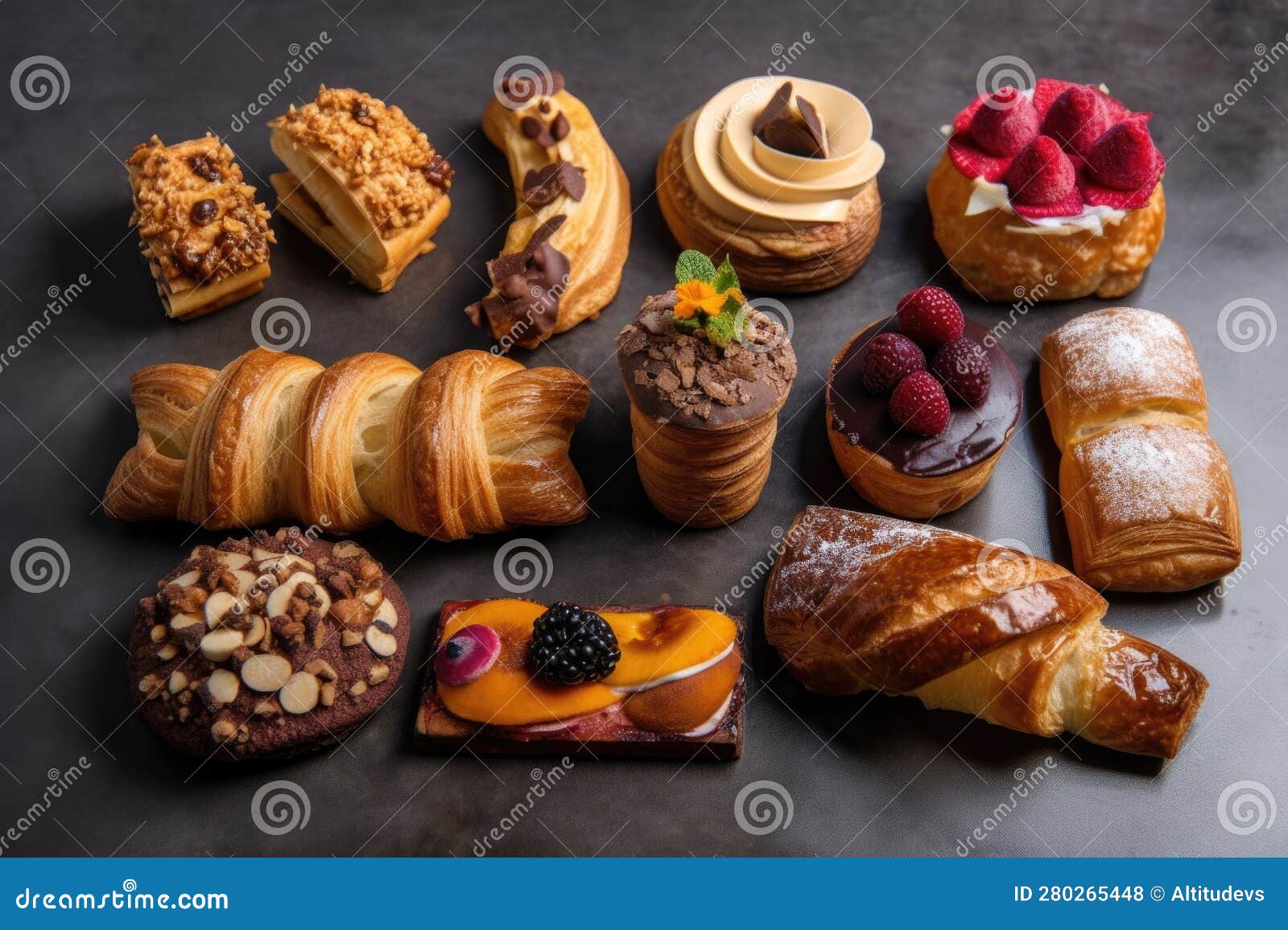 Overlapping Pastries, with Different Fillings and Toppings Stock ...