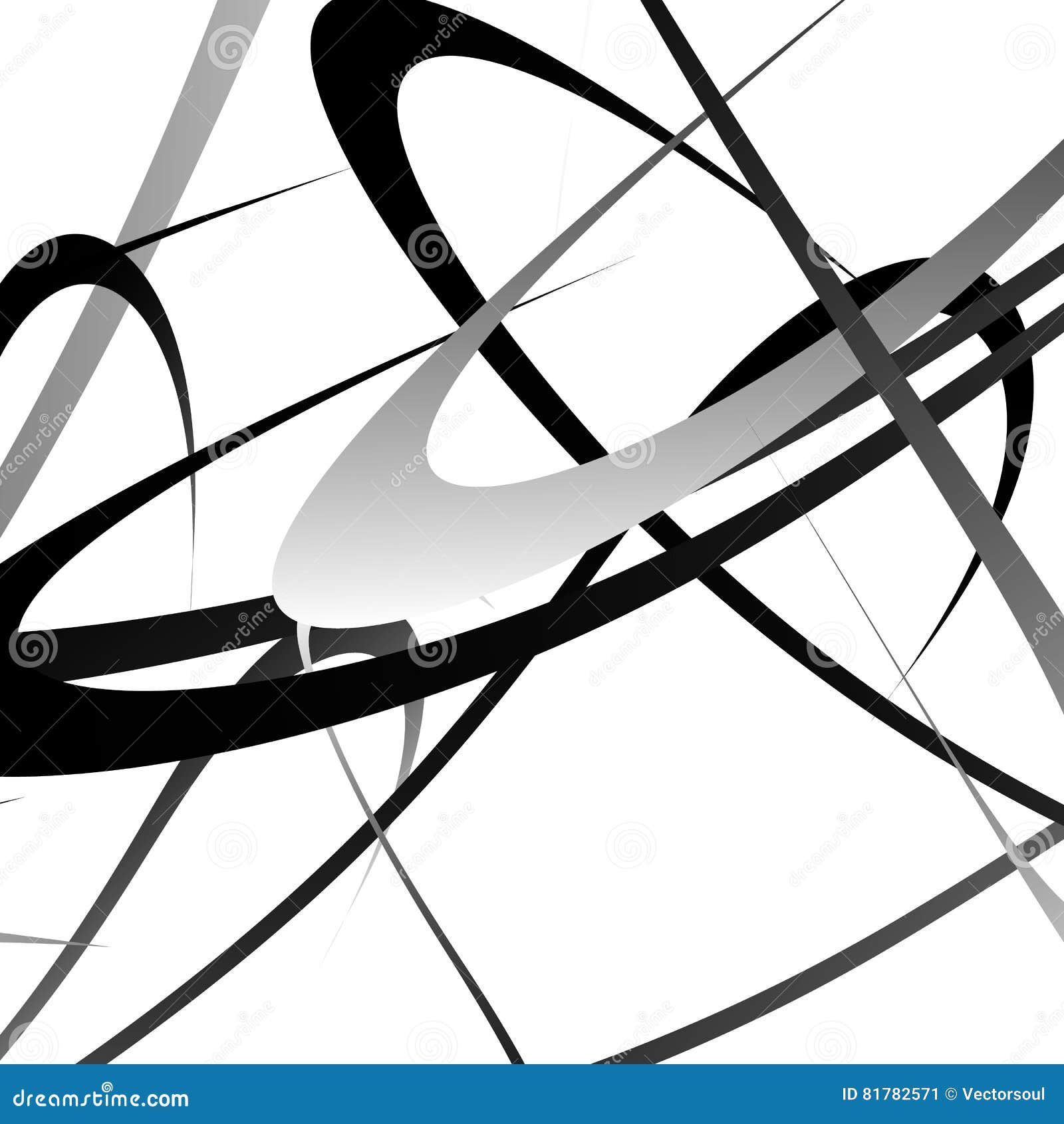 Overlapping Random Curved Lines Shapes Grayscale Geometric Pat Stock