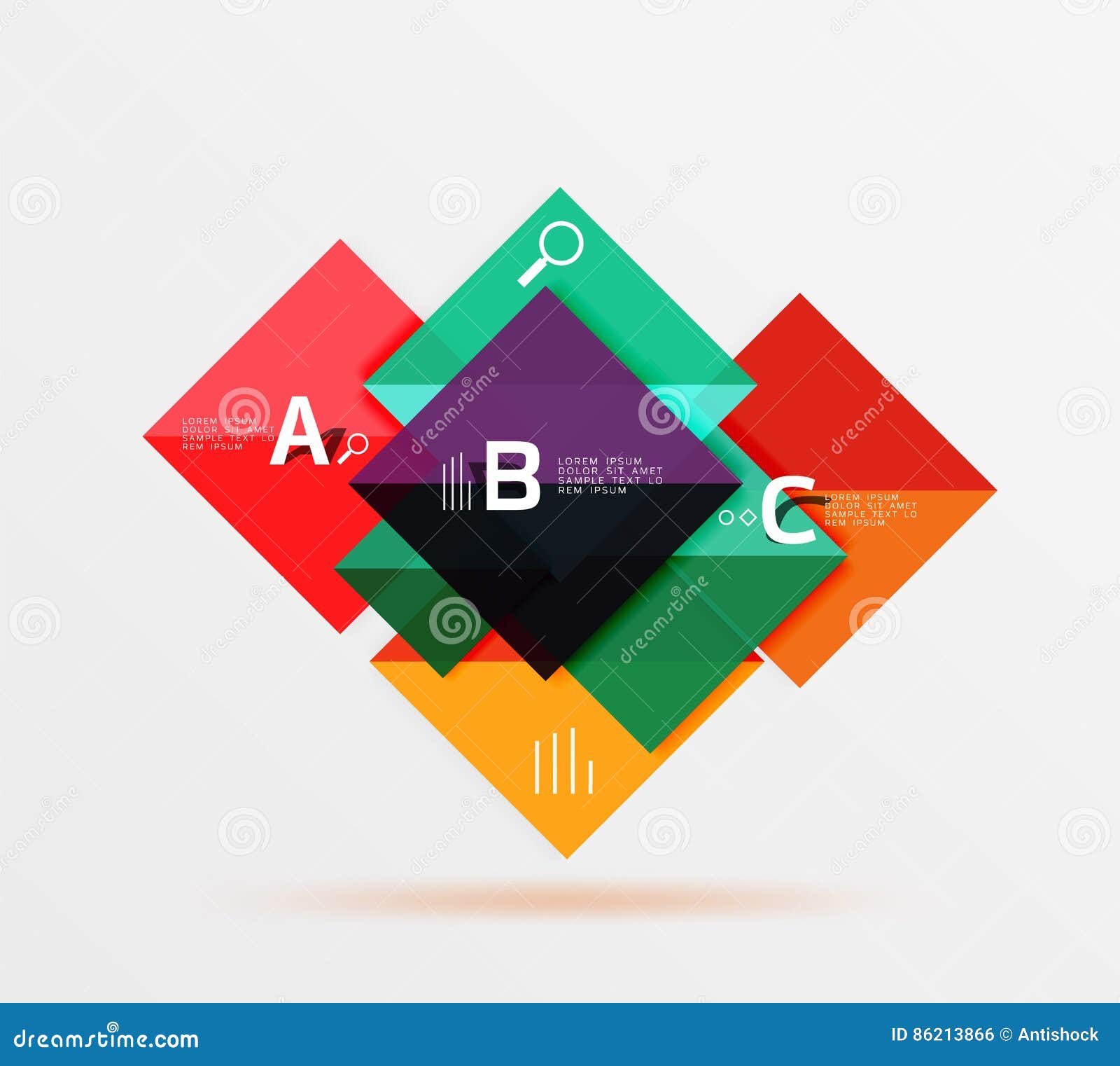 Overlapping Square Infographics Stock Vector - Illustration of ...