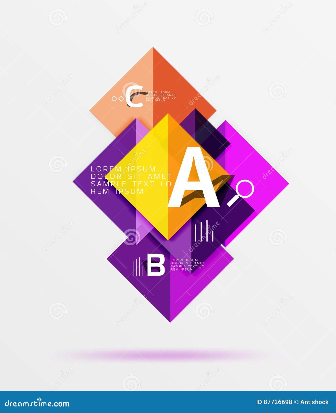 Overlapping Square Infographics Stock Illustration - Illustration of ...