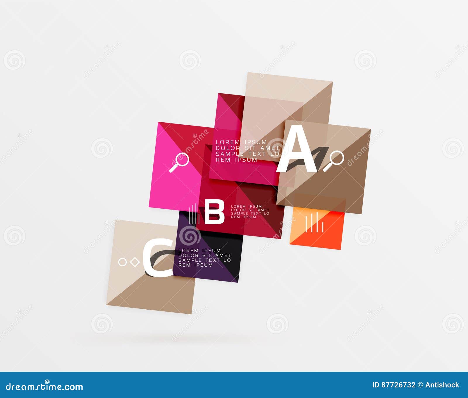 Overlapping Square Infographics Stock Illustration - Illustration of ...