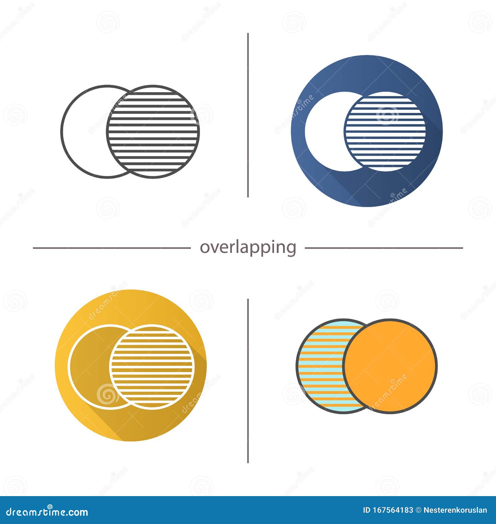 Overlapping Symbol Color Linear Icon Vector Illustration ...
