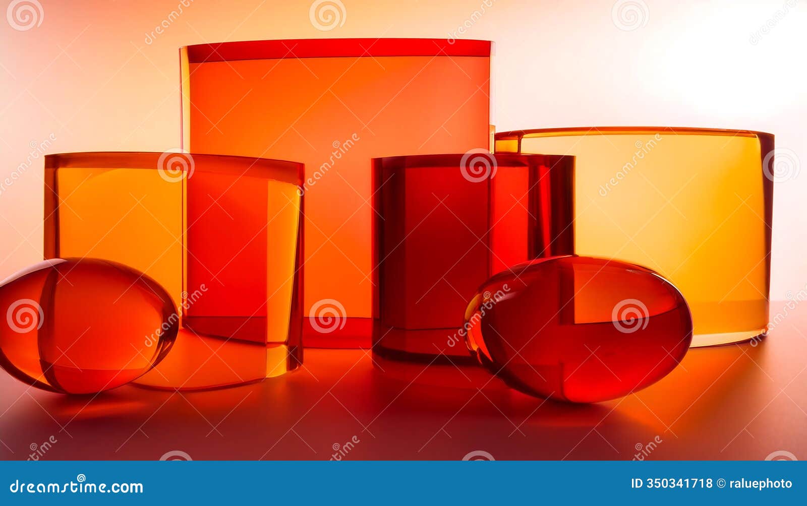 Overlapping, Translucent Red and Orange Geometric Shapes with Shadow ...