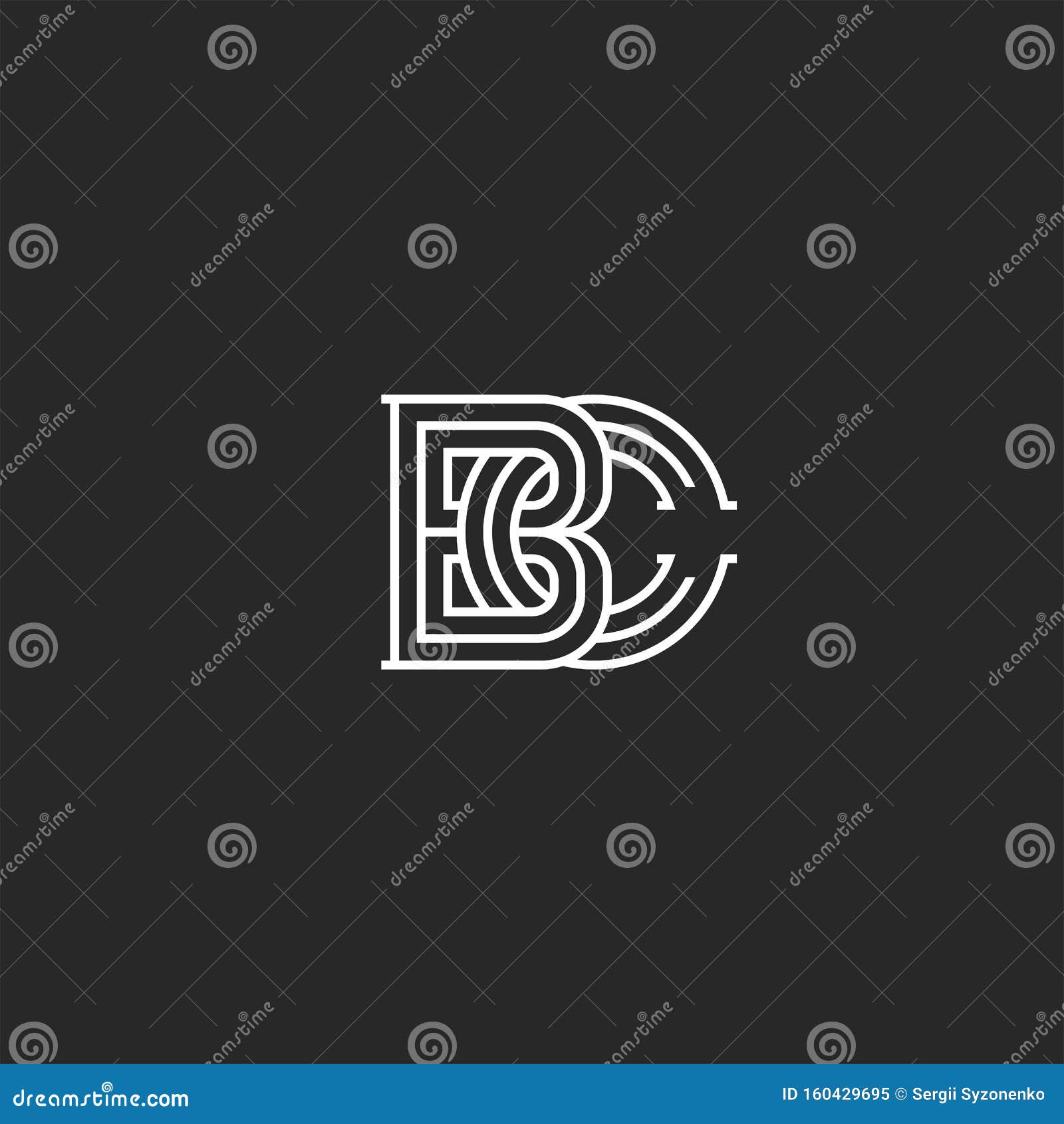 Overlapping of Two Letters B and C Creative Linear Monogram BC Initials ...