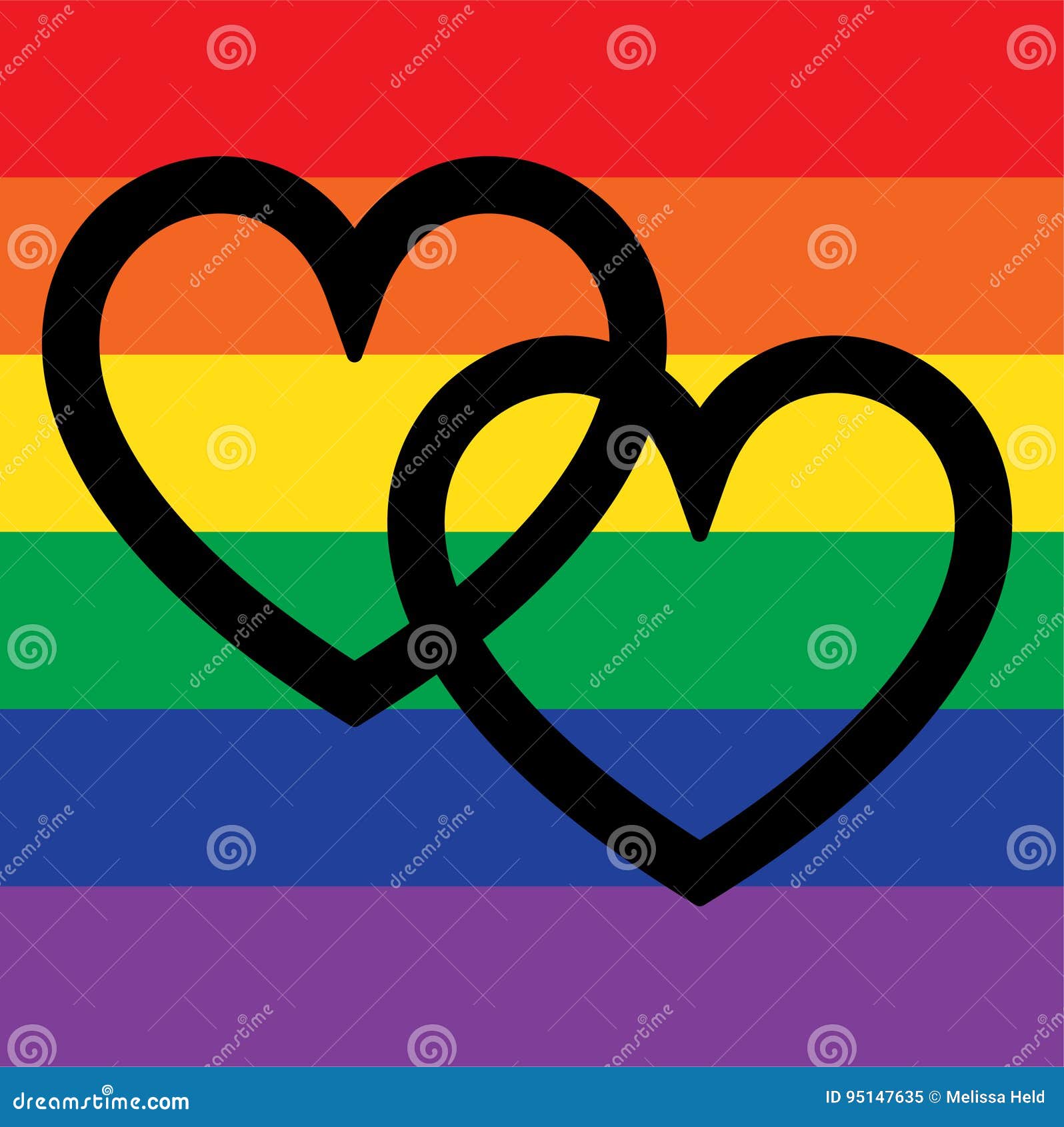 Overlapping Hearts on Rainbow Flag Stock Vector - Illustration of ...