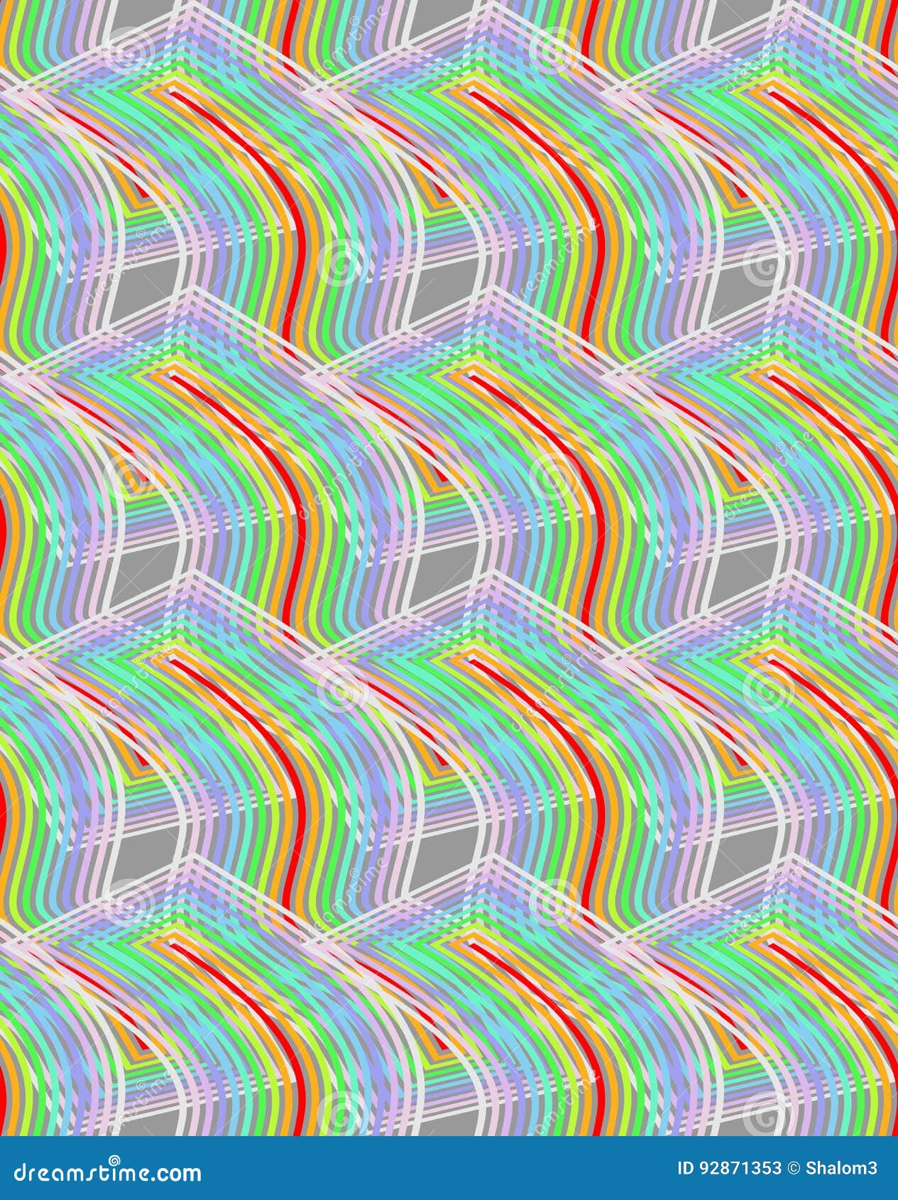 Overlapping Wavy Rainbow Shapes On Grey Background, Seamless Vector ...