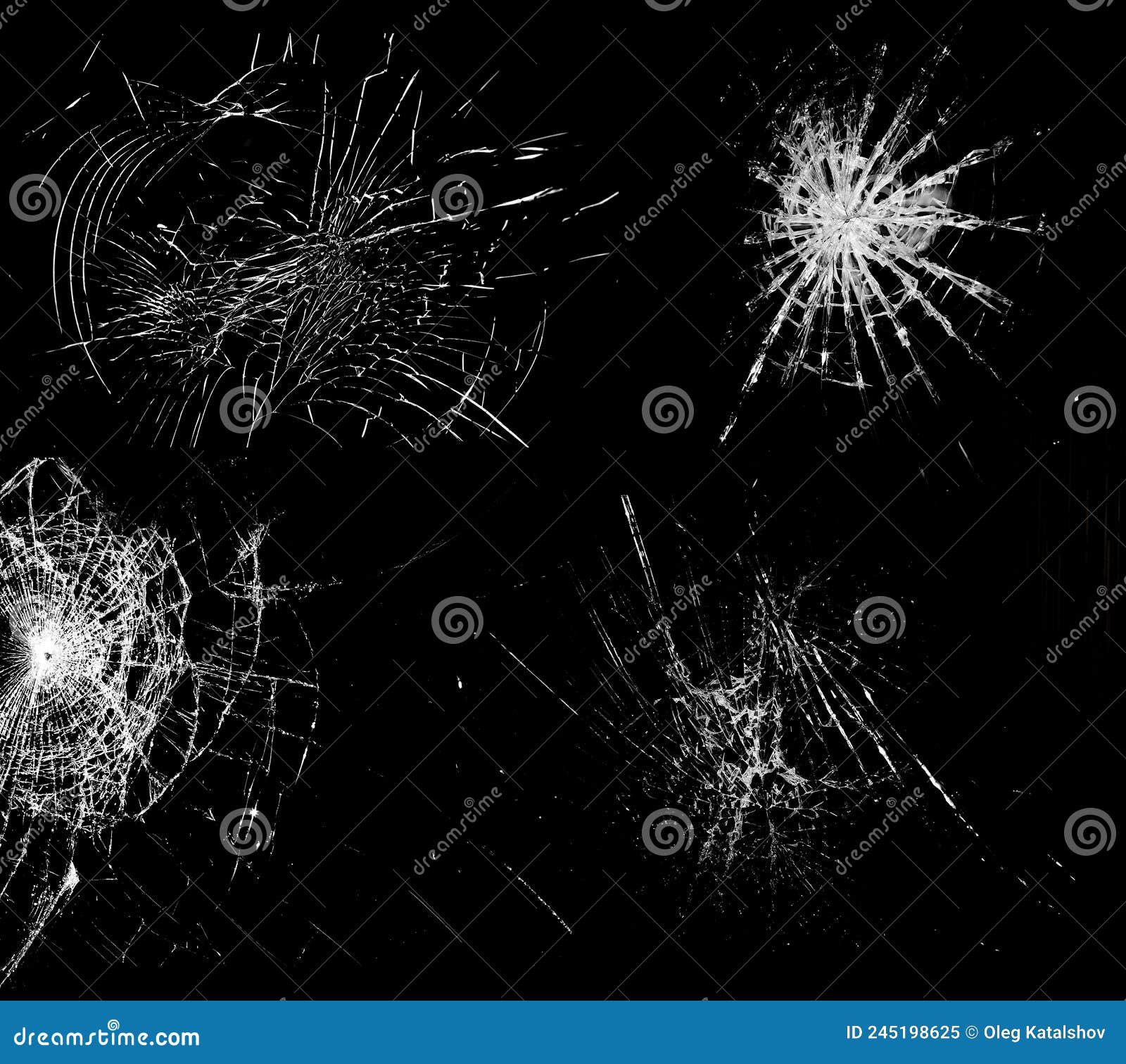 Overlay the Effect of Glass Damage. Split Glass on a Black Background ...