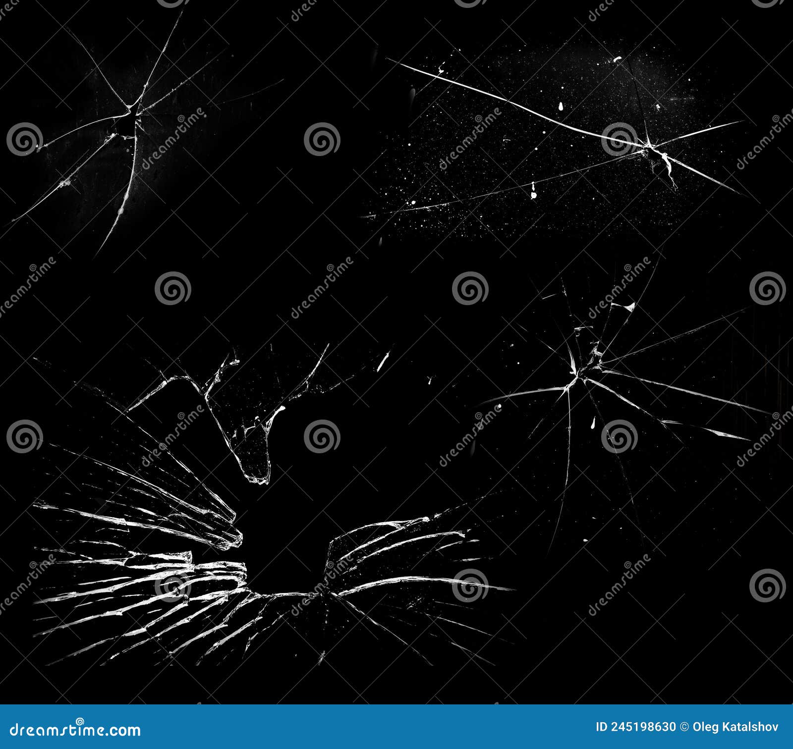 Overlay the Effect of Glass Damage. Split Glass on a Black Background ...