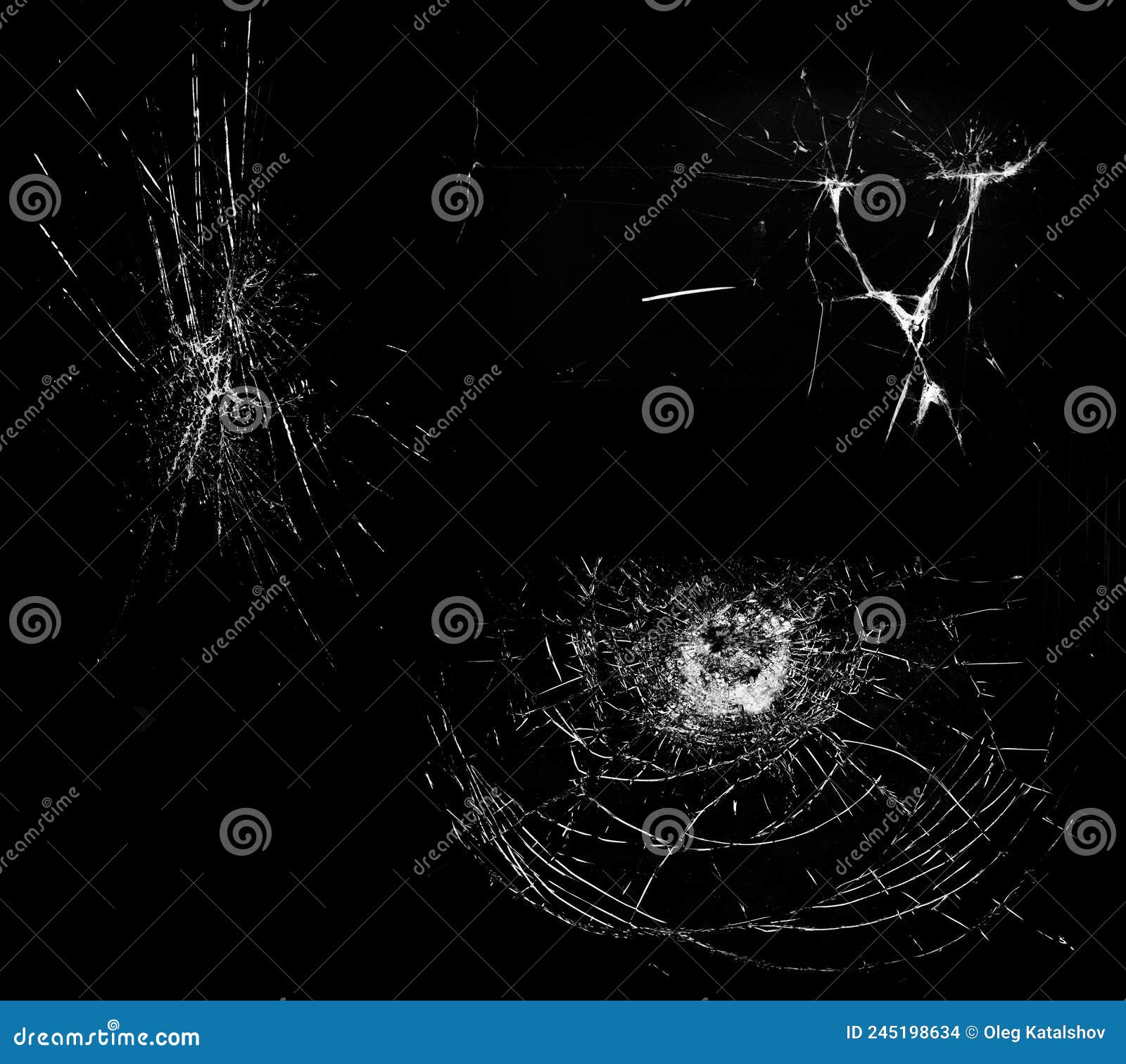 Overlay the Effect of Glass Damage. Split Glass on a Black Background ...