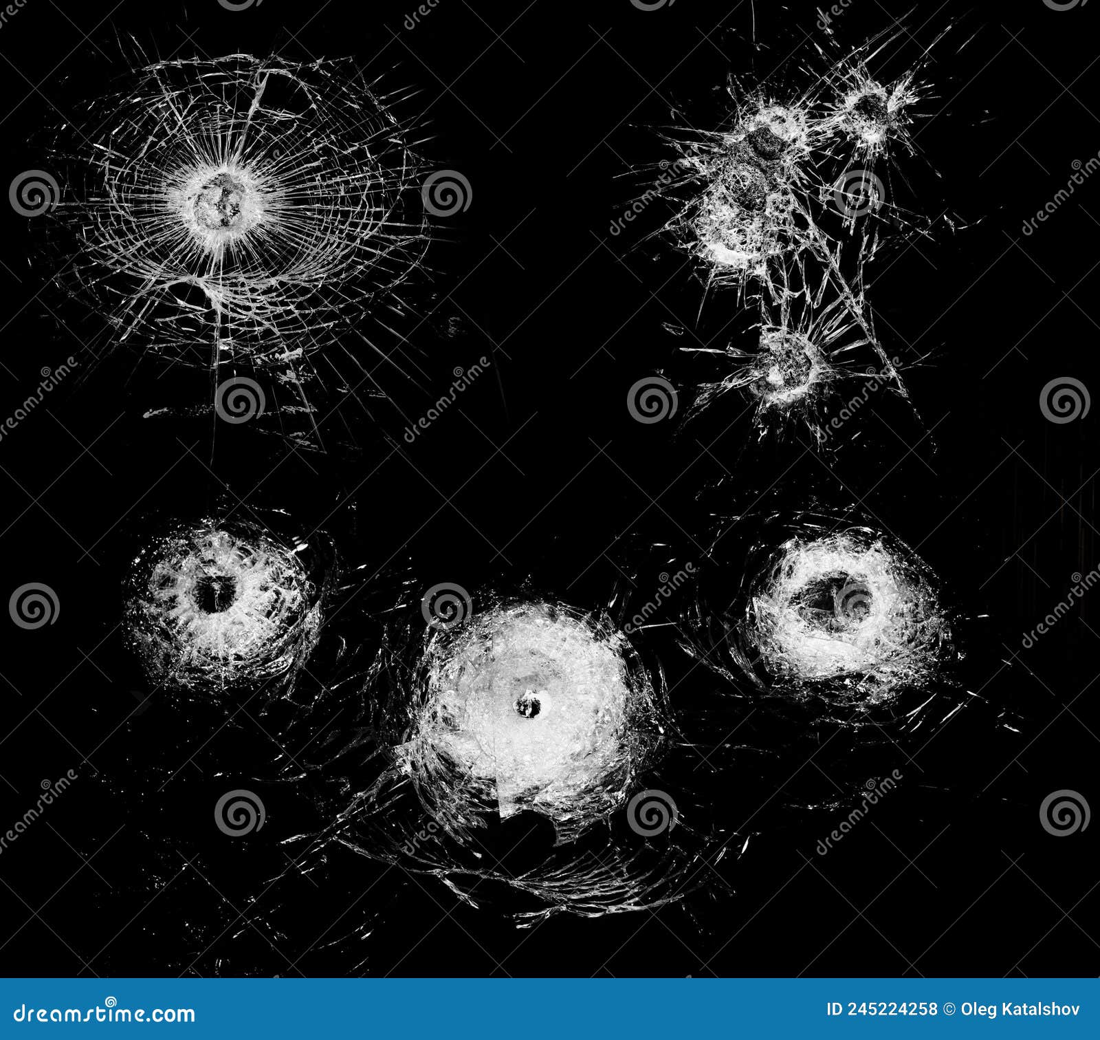 Overlay the Effect of Glass Damage. Split Glass on a Black Background ...