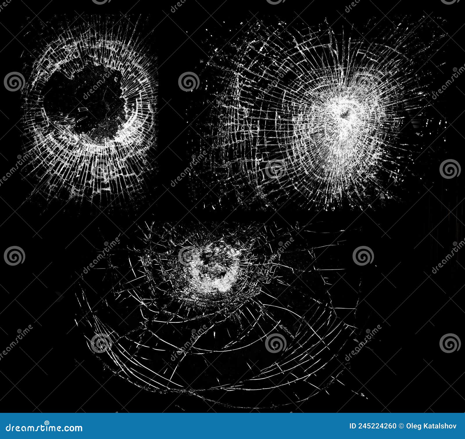 Overlay the Effect of Glass Damage. Split Glass on a Black Background ...