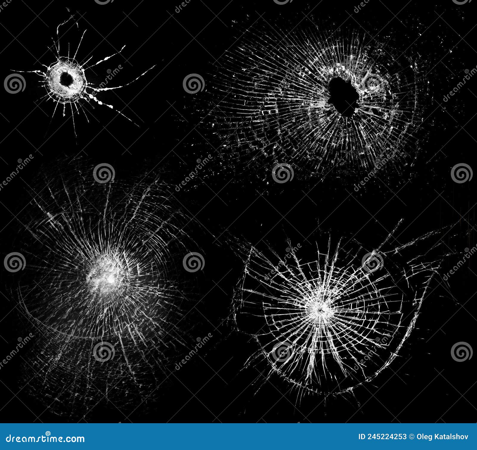 Overlay the Effect of Glass Damage. Split Glass on a Black Background ...