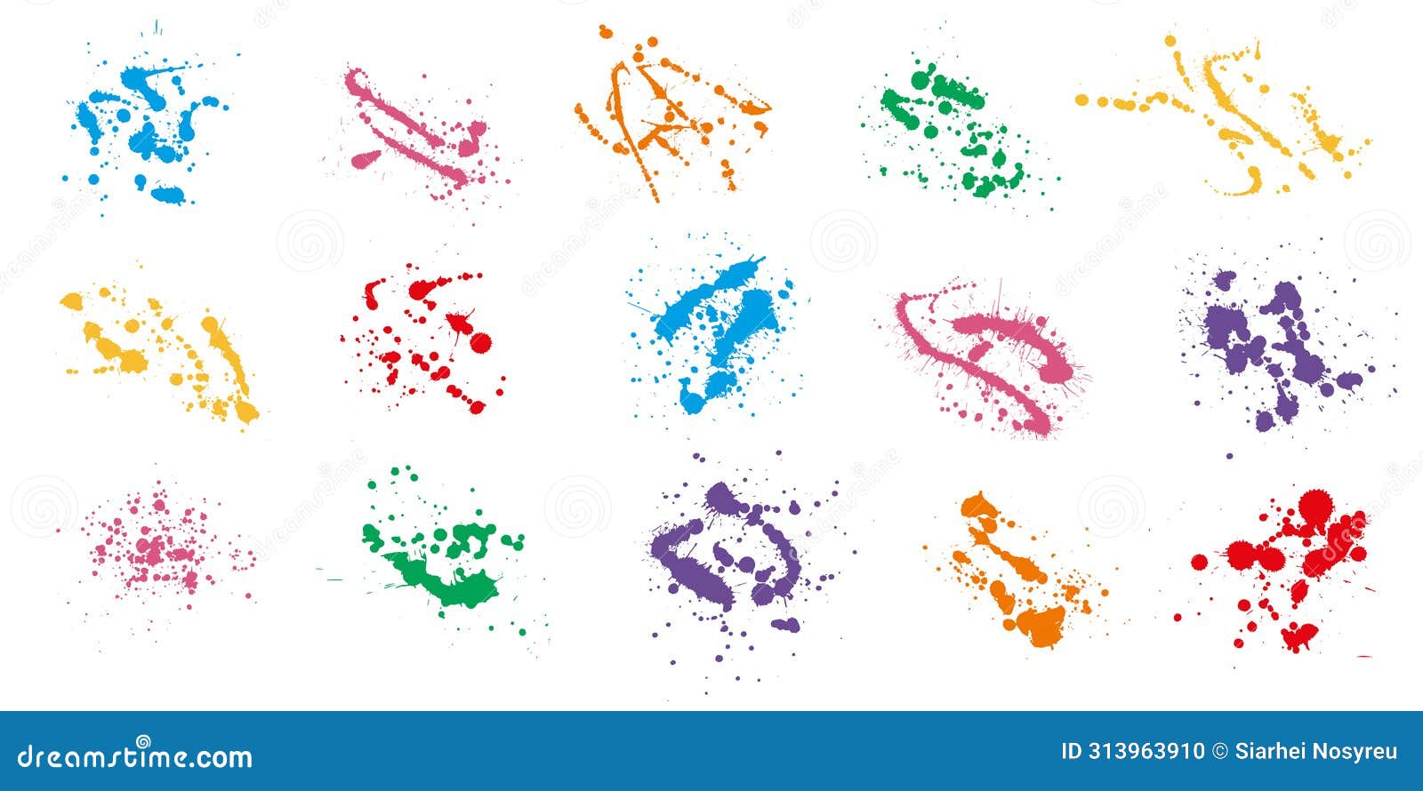 Overlay, Elements of Color Paint Splatter, Set. Vector Illustration ...