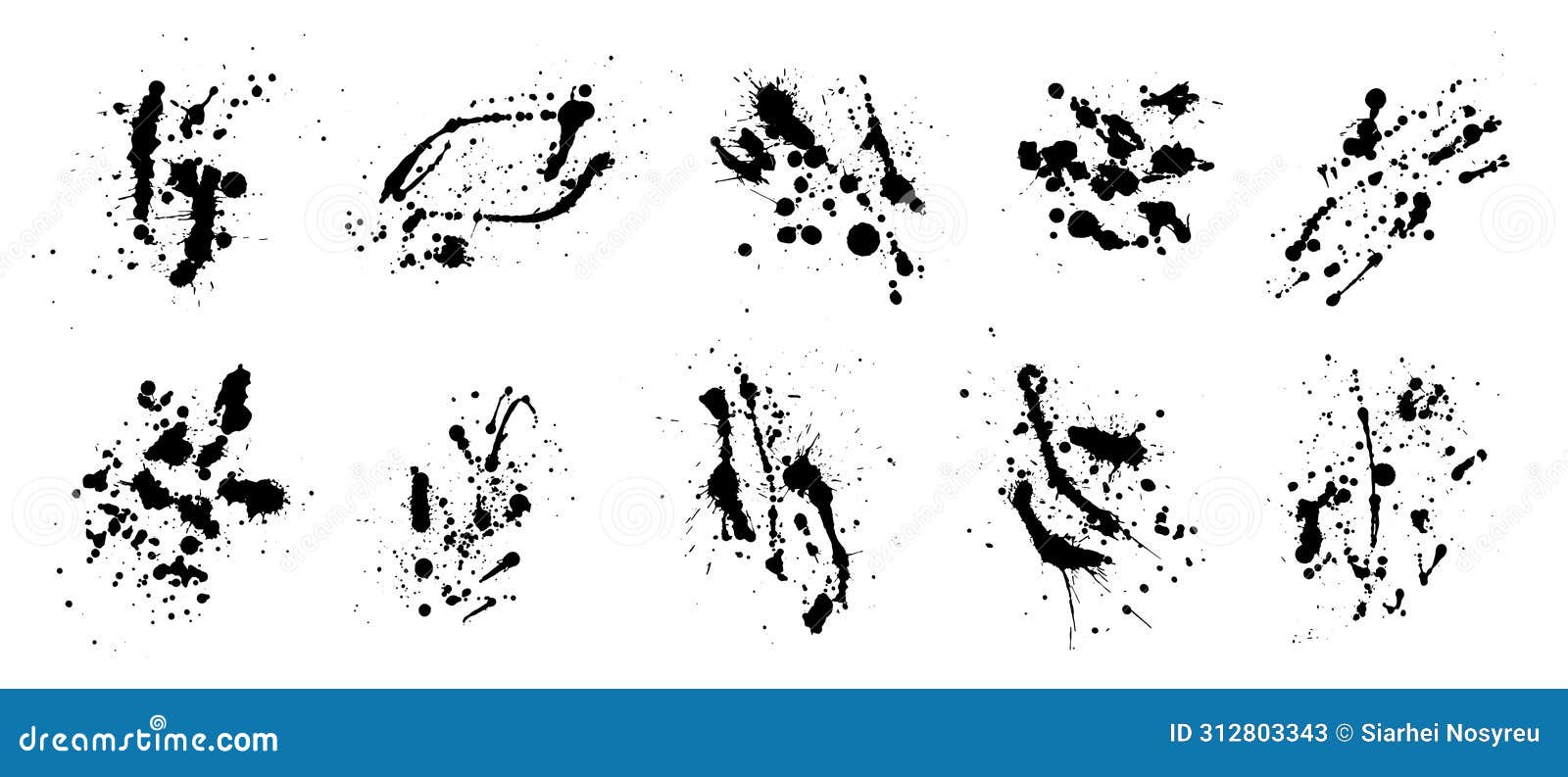 Overlay, Elements of Paint Ink Splatter, Set. Vector Illustration Stock ...
