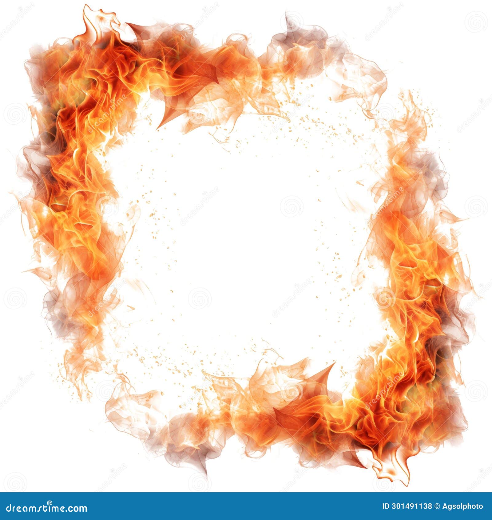 Overlay of Flame in the Shape of Frame is Cut Out on a Transparent ...