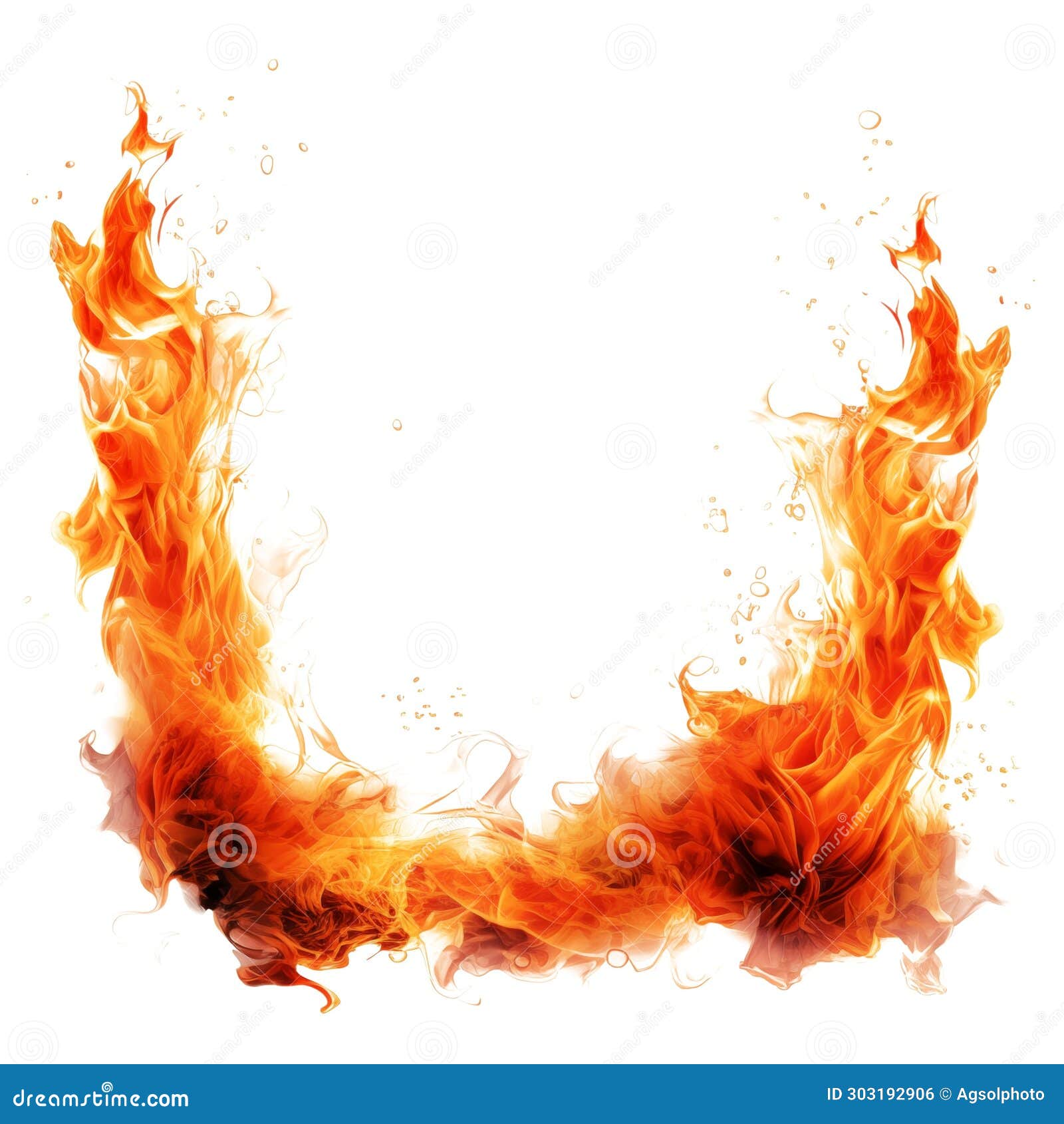 Overlay of Flame on a Transparent Background. Long Vertical Strip of ...