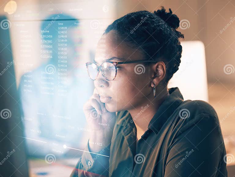 Overlay, Programming and Coding with a Black Woman Developer Thinking ...