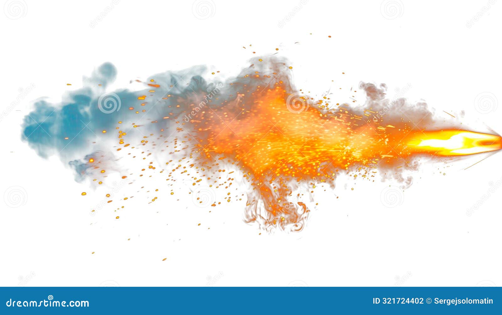 Overlaying a Muzzle Flash on a White or Transparent Background. Close ...