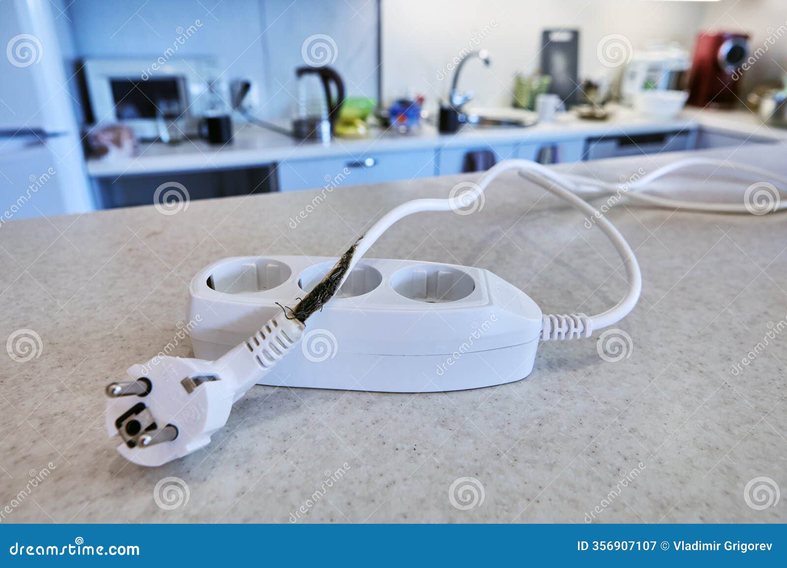 Overload Burned Out Wires and Insulation of Extension Cord with Tee ...