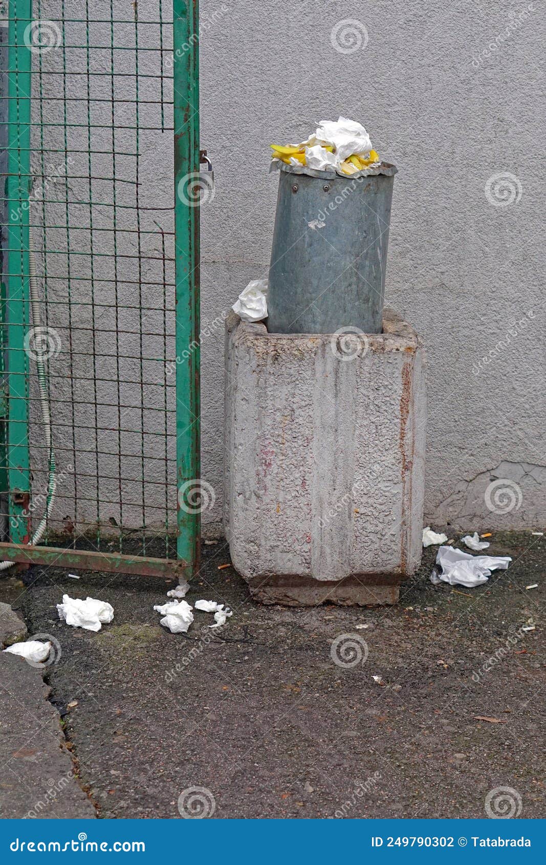 Overload litter bin out stock photo. Image of garbage - 249790302