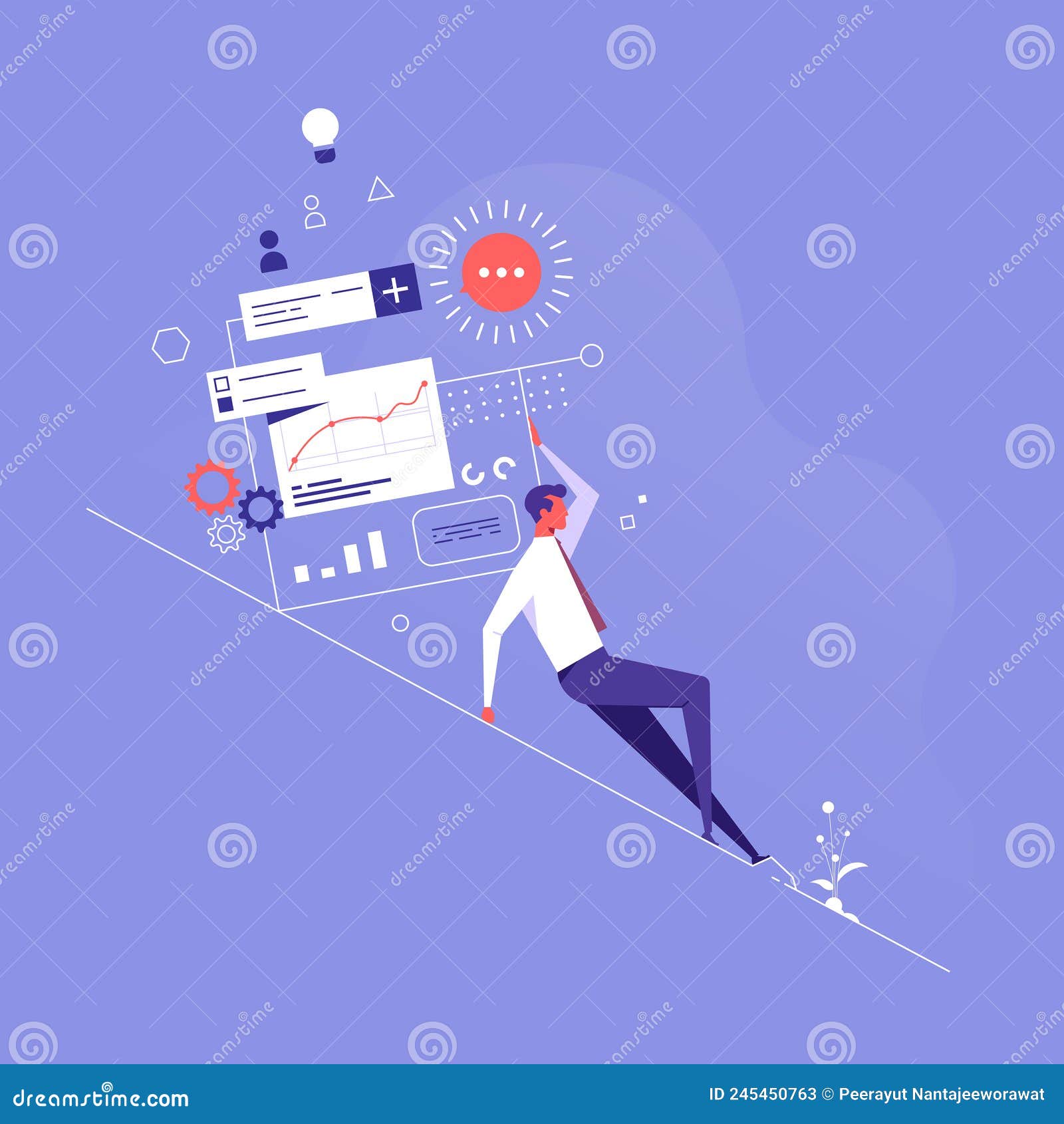 Overworked Office Worker , Vector Cartoon Stick Figure Illustration ...