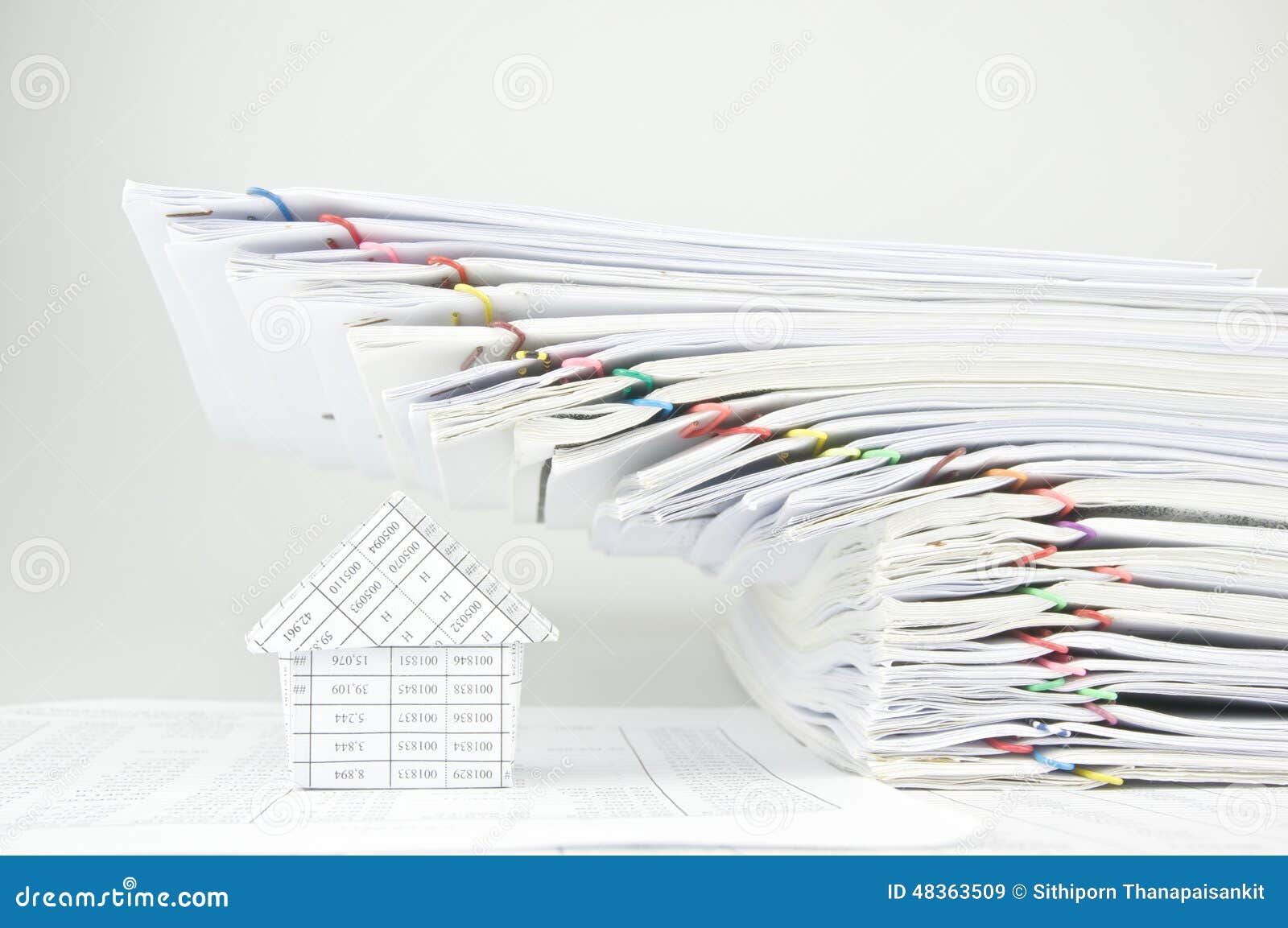 Overload Pile Paperwork of Sales and Receipt Over House Stock Image ...