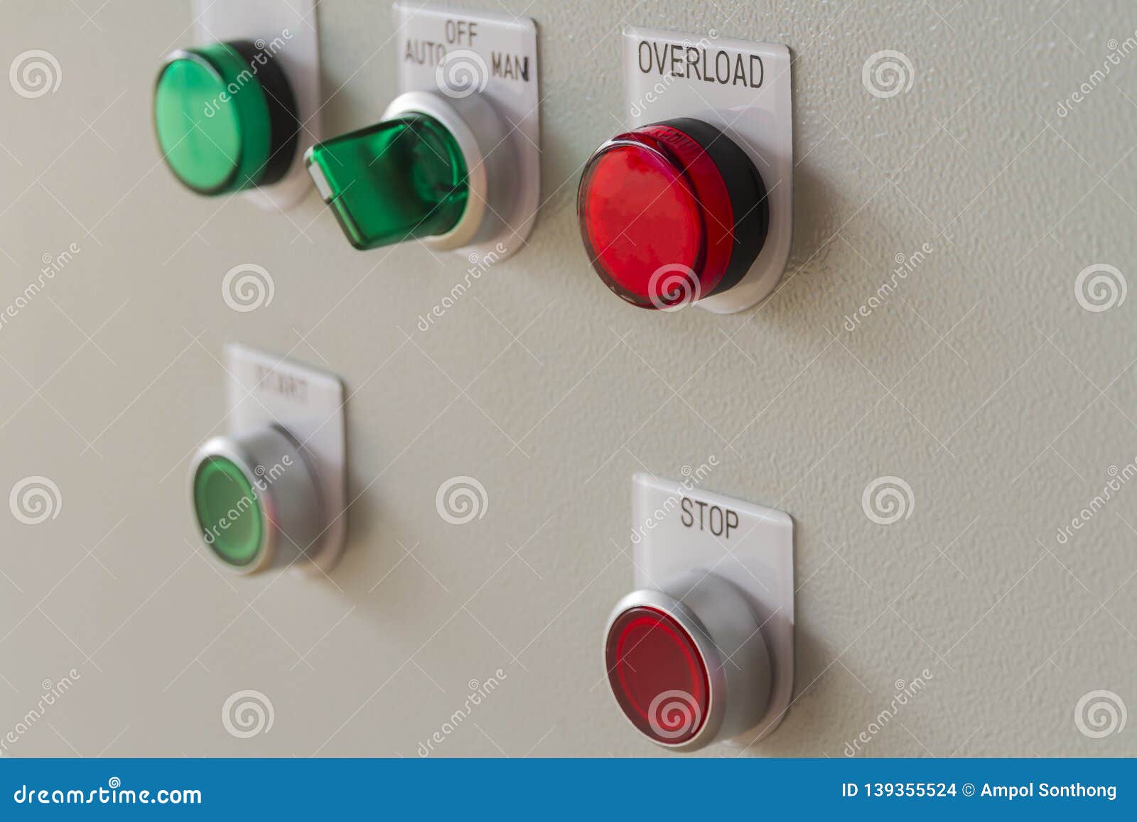 Overload Sign Buttons on Control Panel. Stock Photo - Image of safety ...