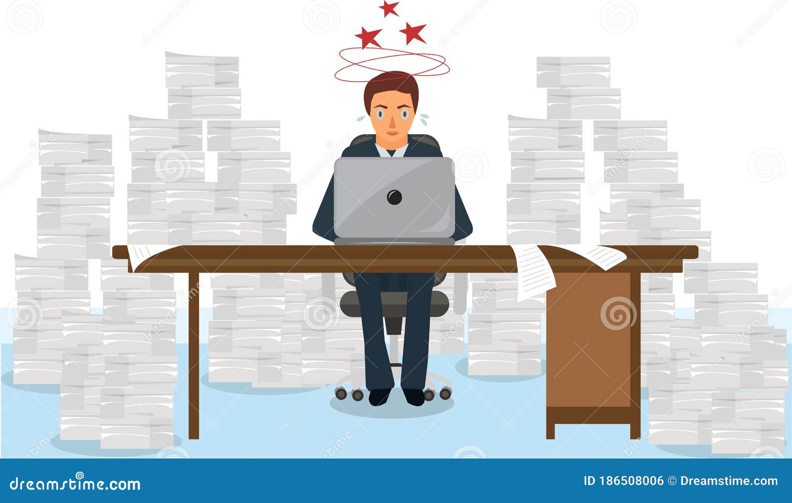 A Highly Overloaded Business Manager Working Stock Vector ...