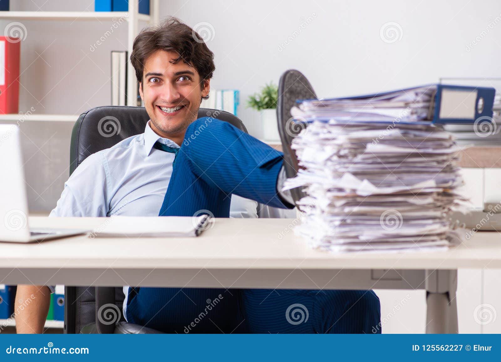 The Overloaded Busy Employee with Too Much Work and Paperwork Stock ...