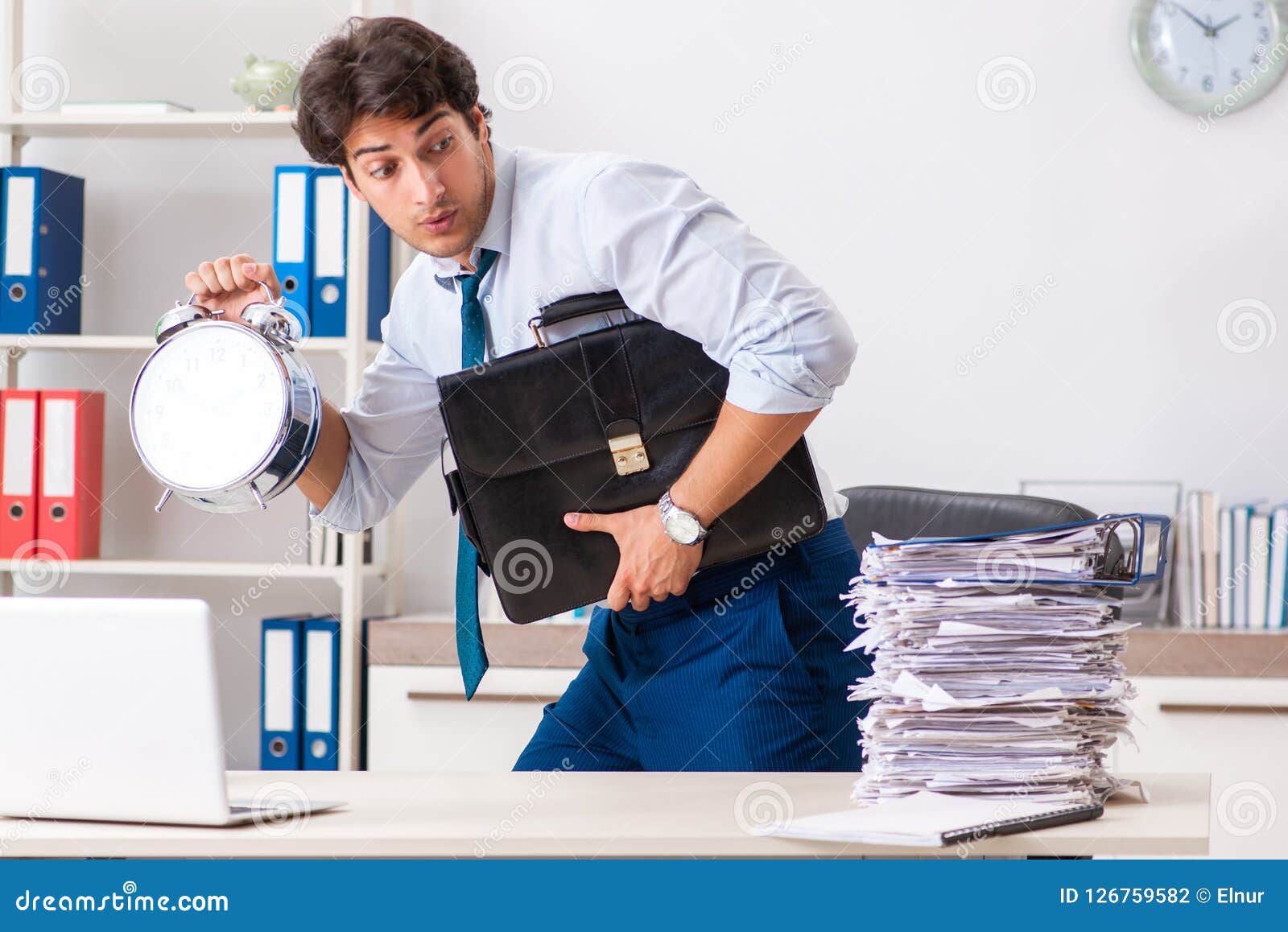 The Overloaded Busy Employee with Too Much Work and Paperwork Stock ...