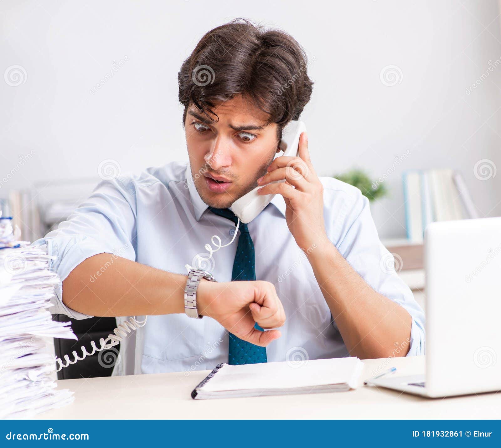 Overloaded Busy Employee with Too Much Work and Paperwork Stock Image ...