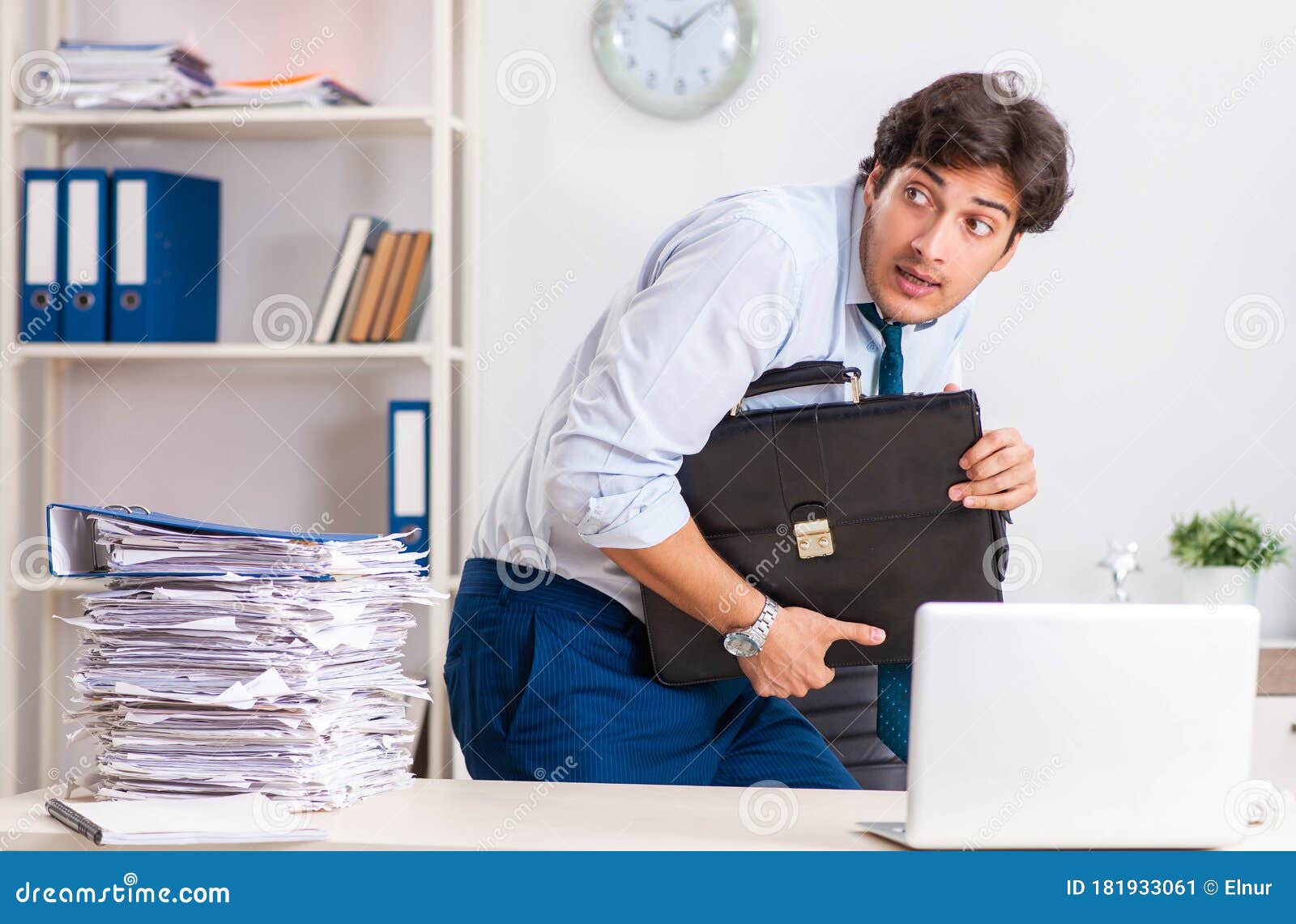 Overloaded Busy Employee with Too Much Work and Paperwork Stock Image ...
