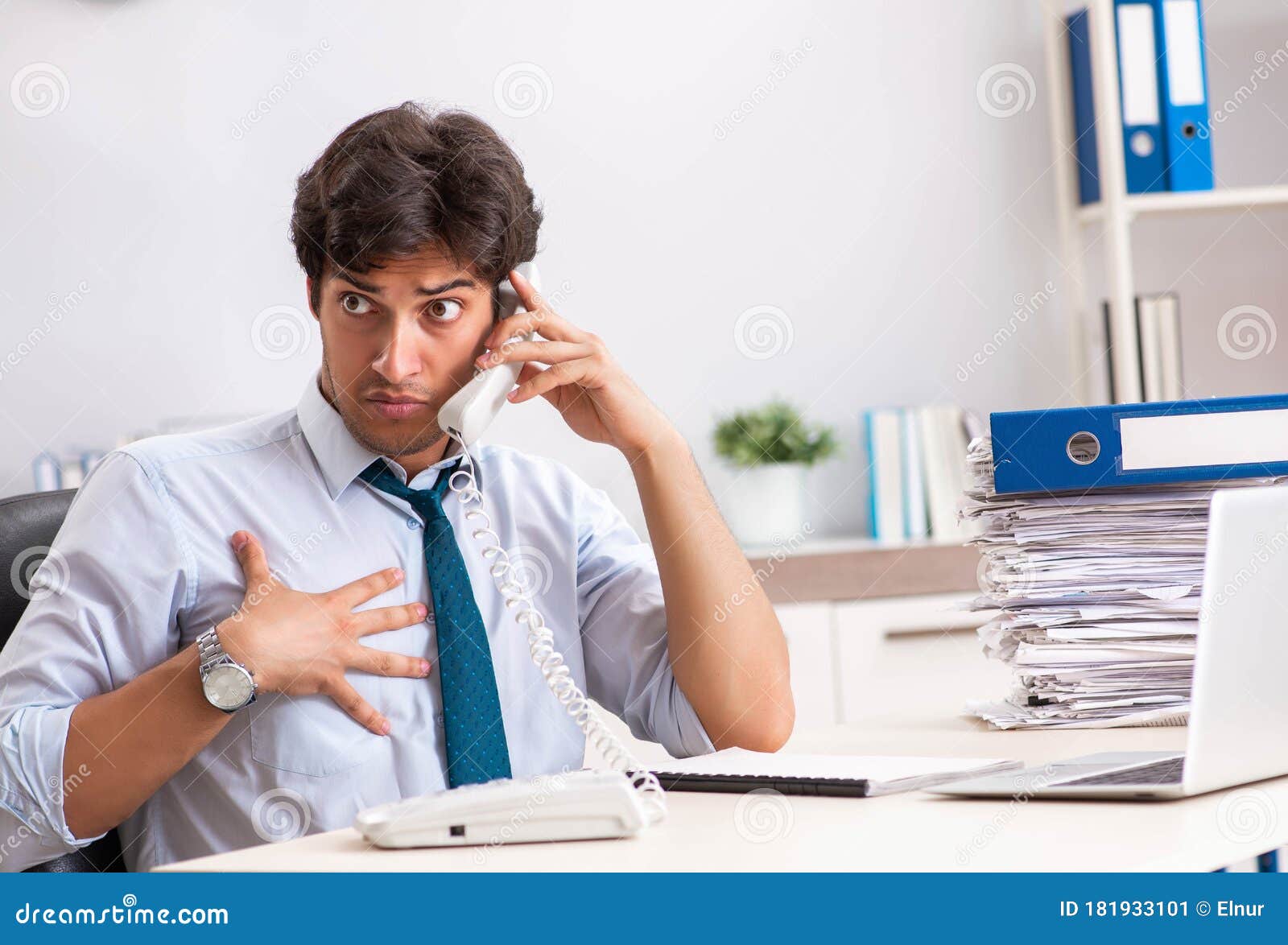 Overloaded Busy Employee with Too Much Work and Paperwork Stock Image ...