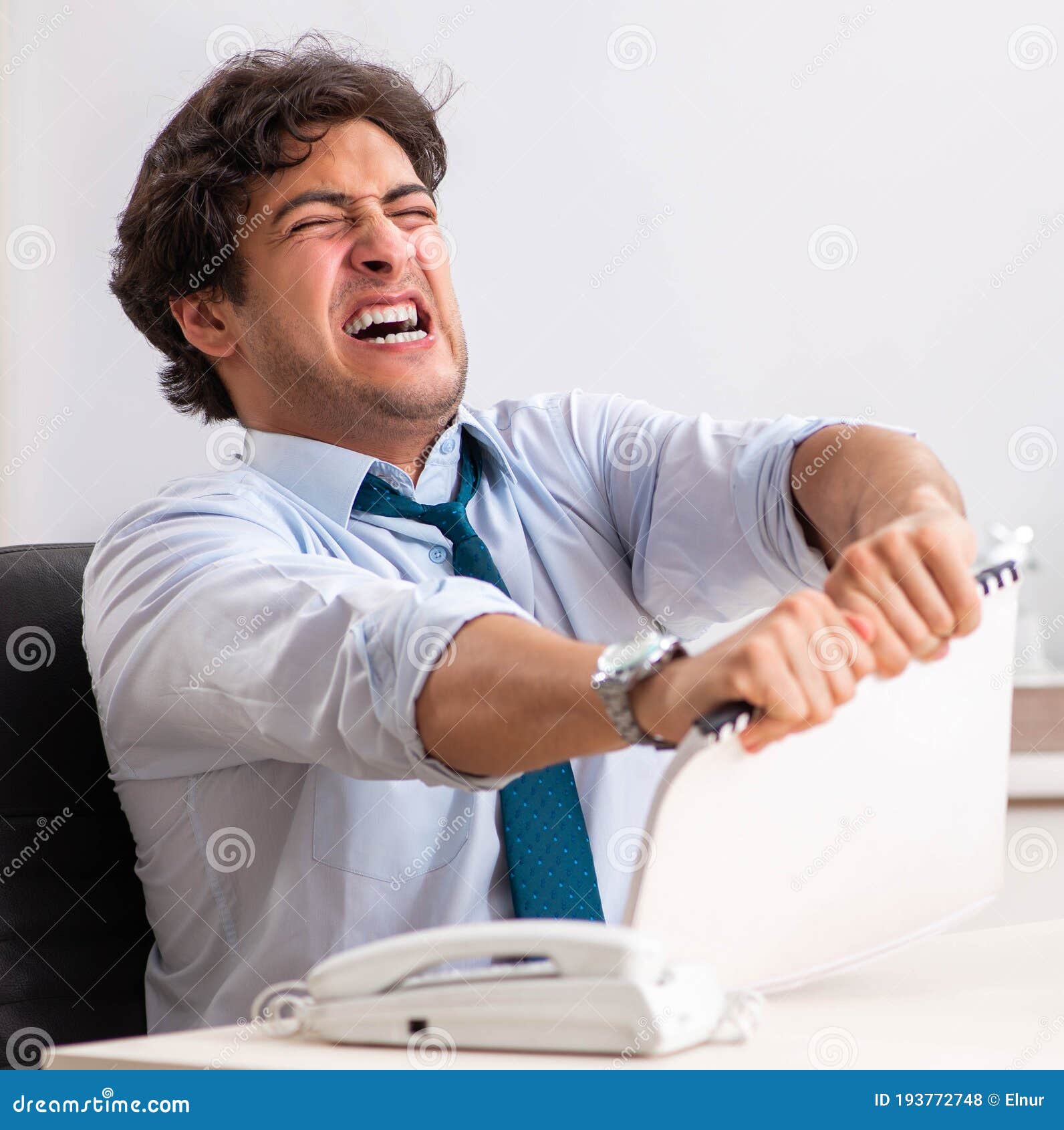 Overloaded Busy Employee with Too Much Work and Paperwork Stock Photo ...