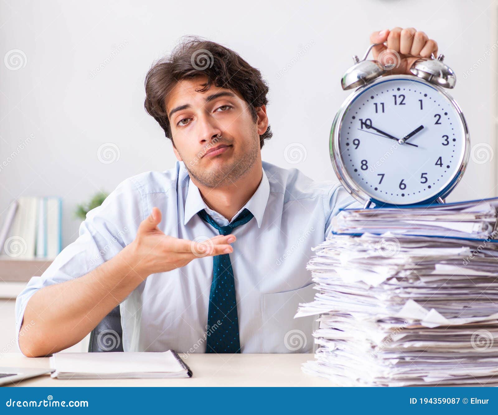 Overloaded Busy Employee with Too Much Work and Paperwork Stock Image ...