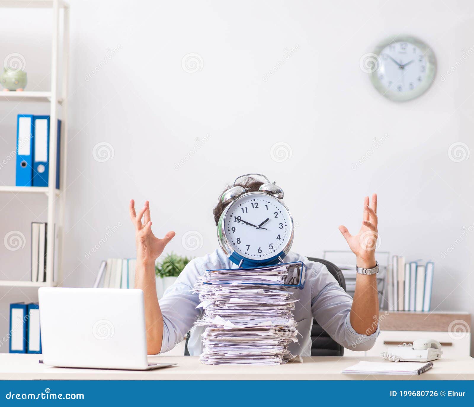 Overloaded Busy Employee with Too Much Work and Paperwork Stock Photo ...