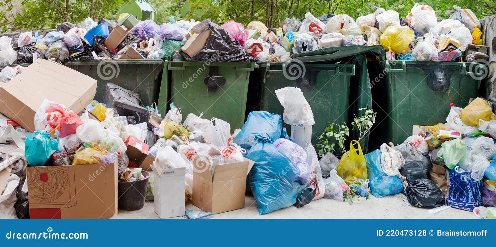 Overloaded Dumpster, Full Garbage Container, Household Garbage Bin ...