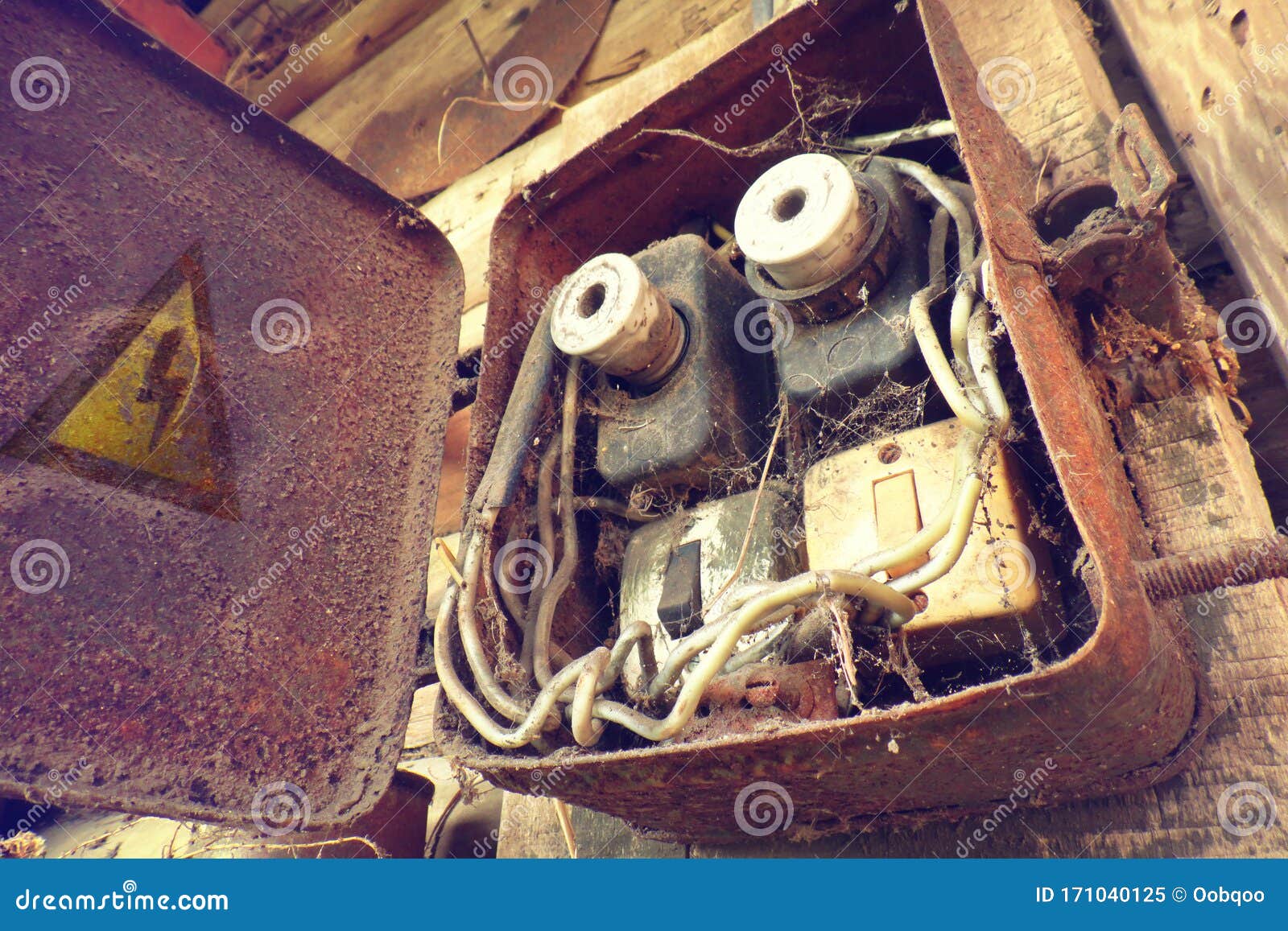 Overloaded Electrical Circuit Causing Electrical Short And Fire. Old ...