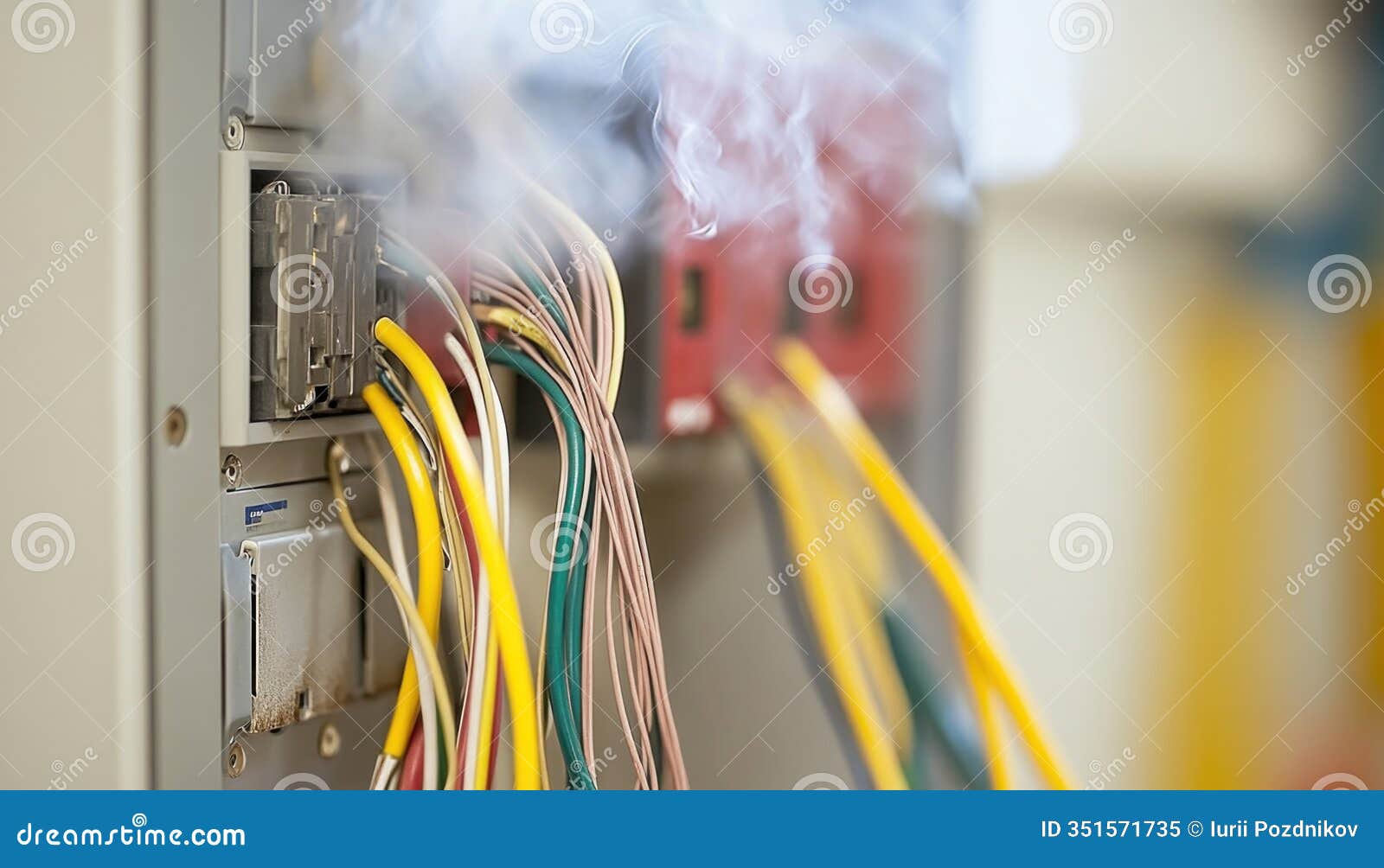 Overloaded Electrical Panel Emitting Smoke and Posing Fire Hazard Stock ...