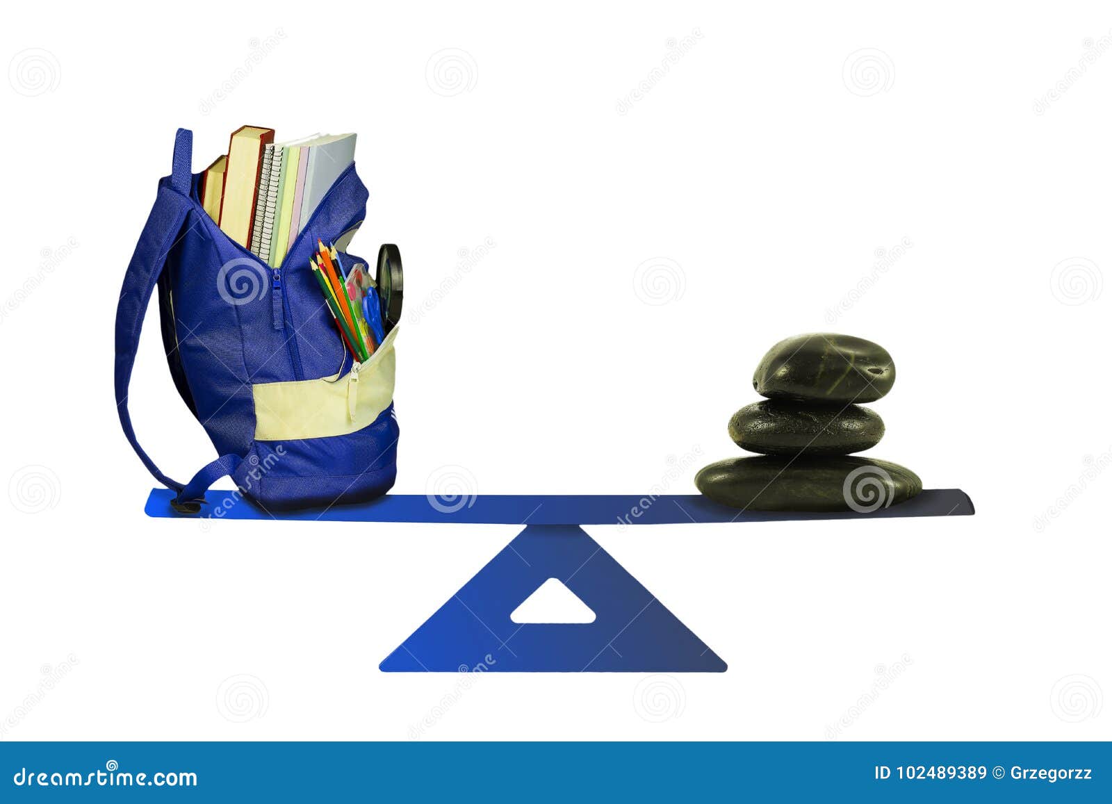 Overloaded School Rucksack on the Scale Stock Image - Image of isolated ...