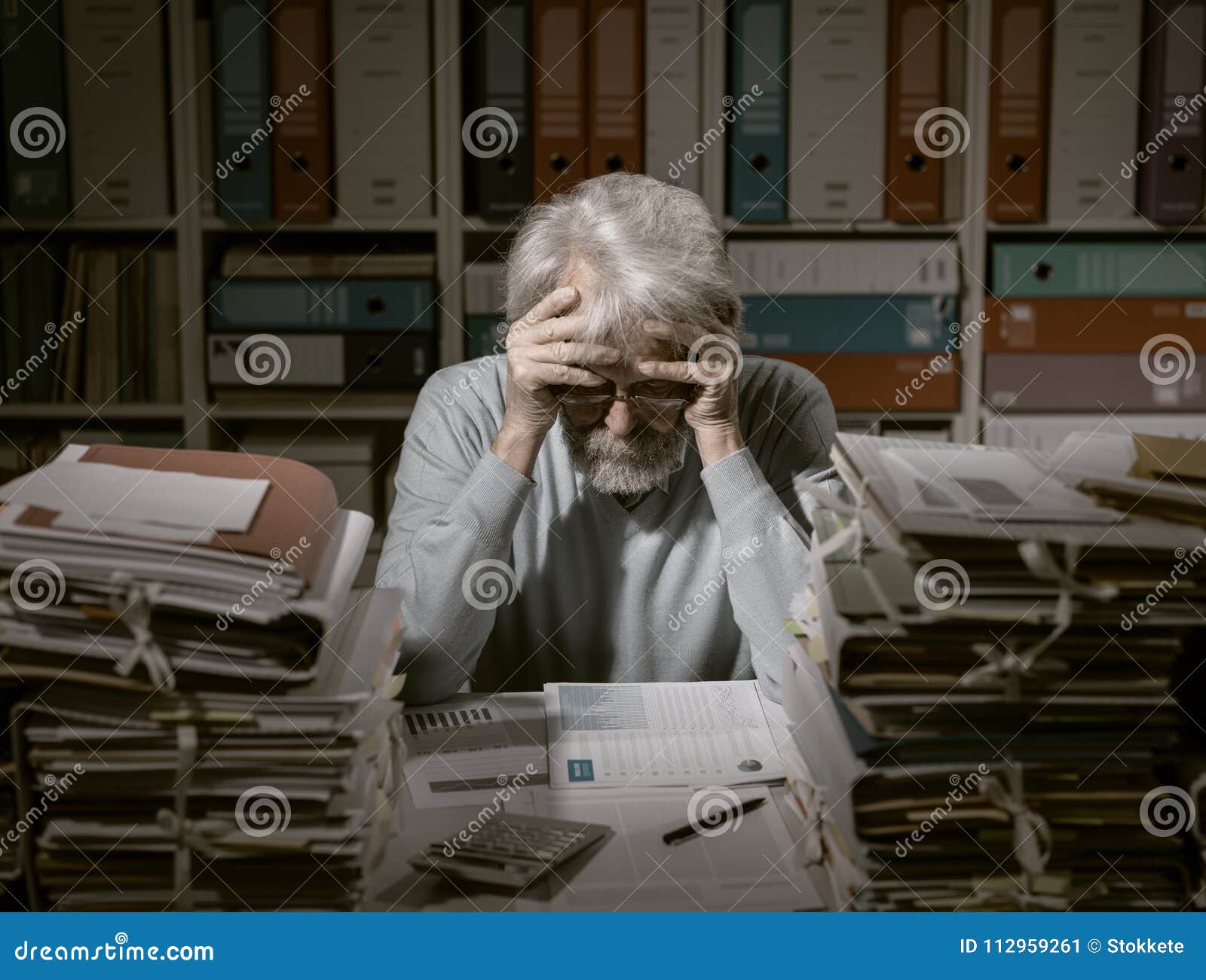 Overloaded Senior Office Worker Stock Image - Image of overload ...