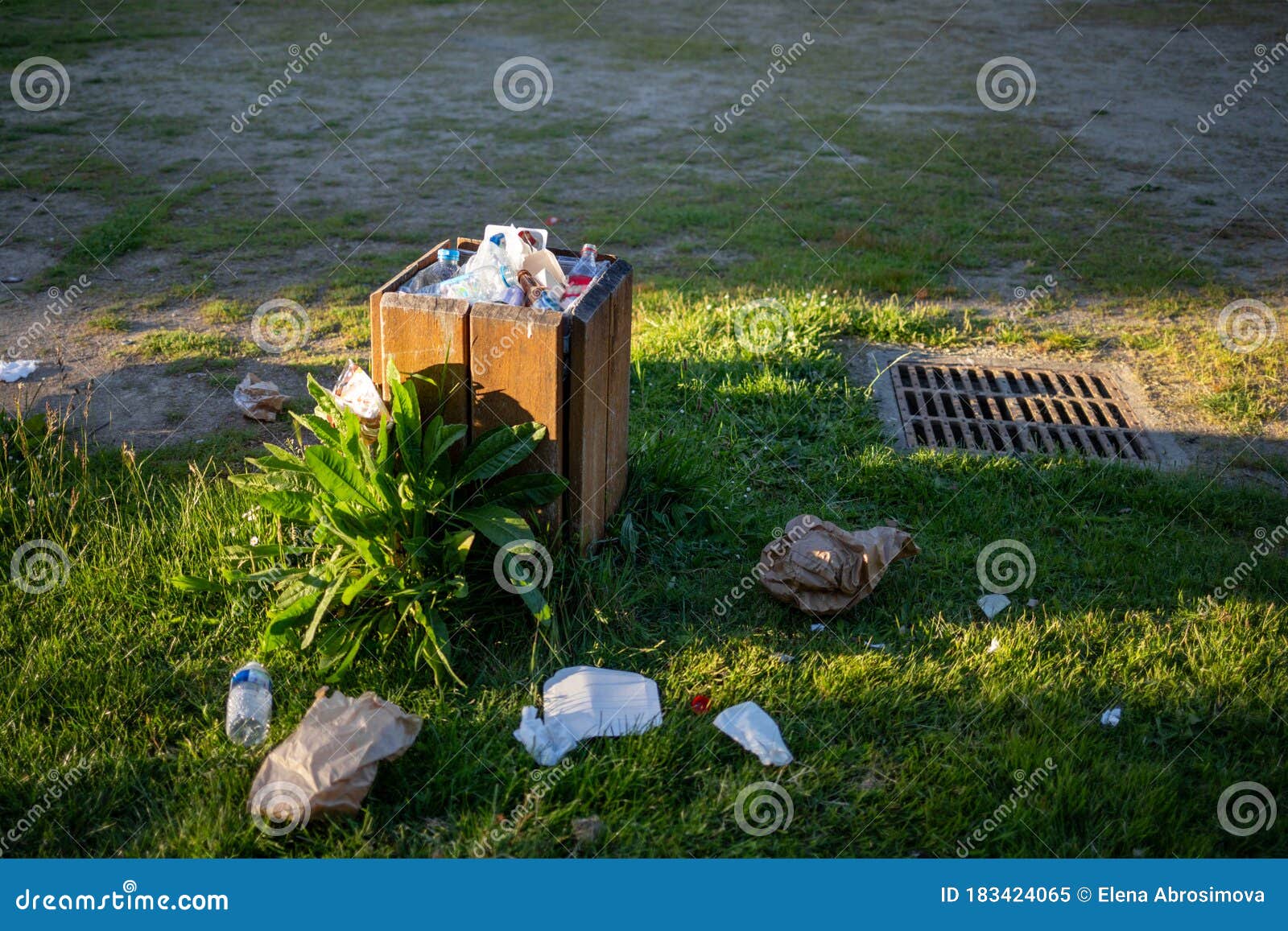 Overloaded Trash Container with Plastic on Grass, Garbage Dump in ...